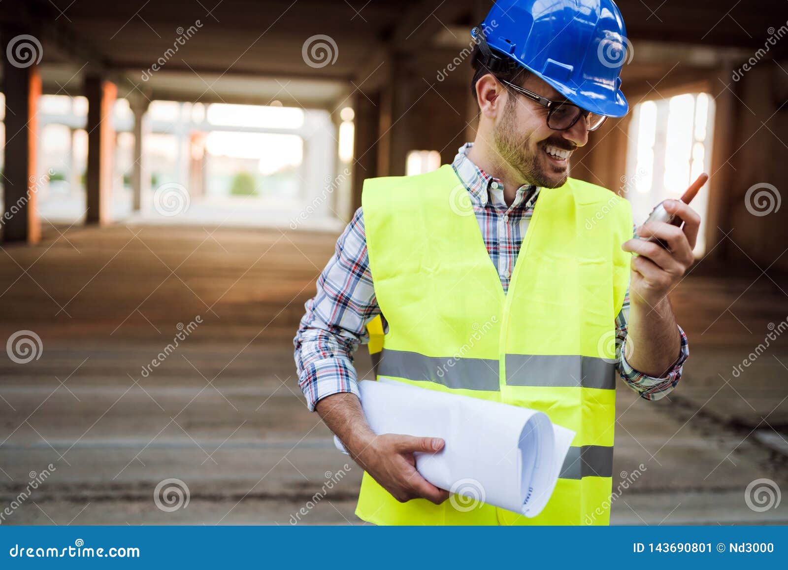 Picture of Construction Site Engineer Looking at Plan Stock Image ...