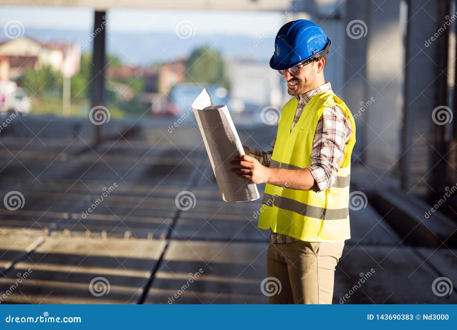 Picture of Construction Site Engineer Looking at Plan Stock Image ...