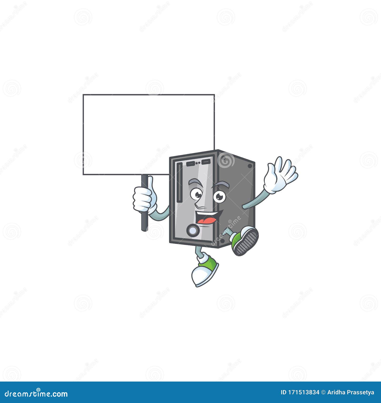 A Picture of CPU Cartoon Character with Board Stock Vector ...