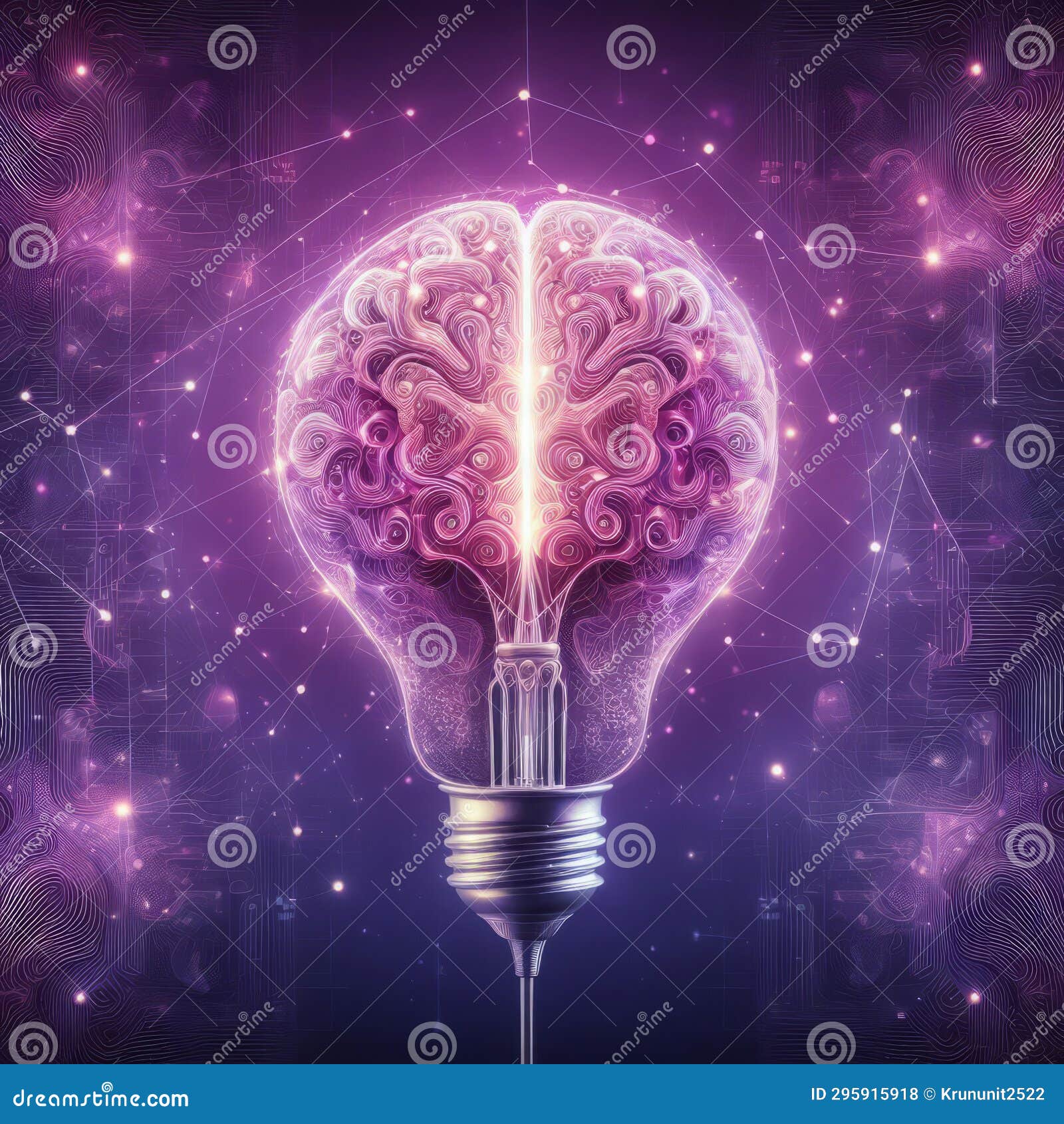 Creative Idea Concept with Bulb Future Technology and Brain Stock ...