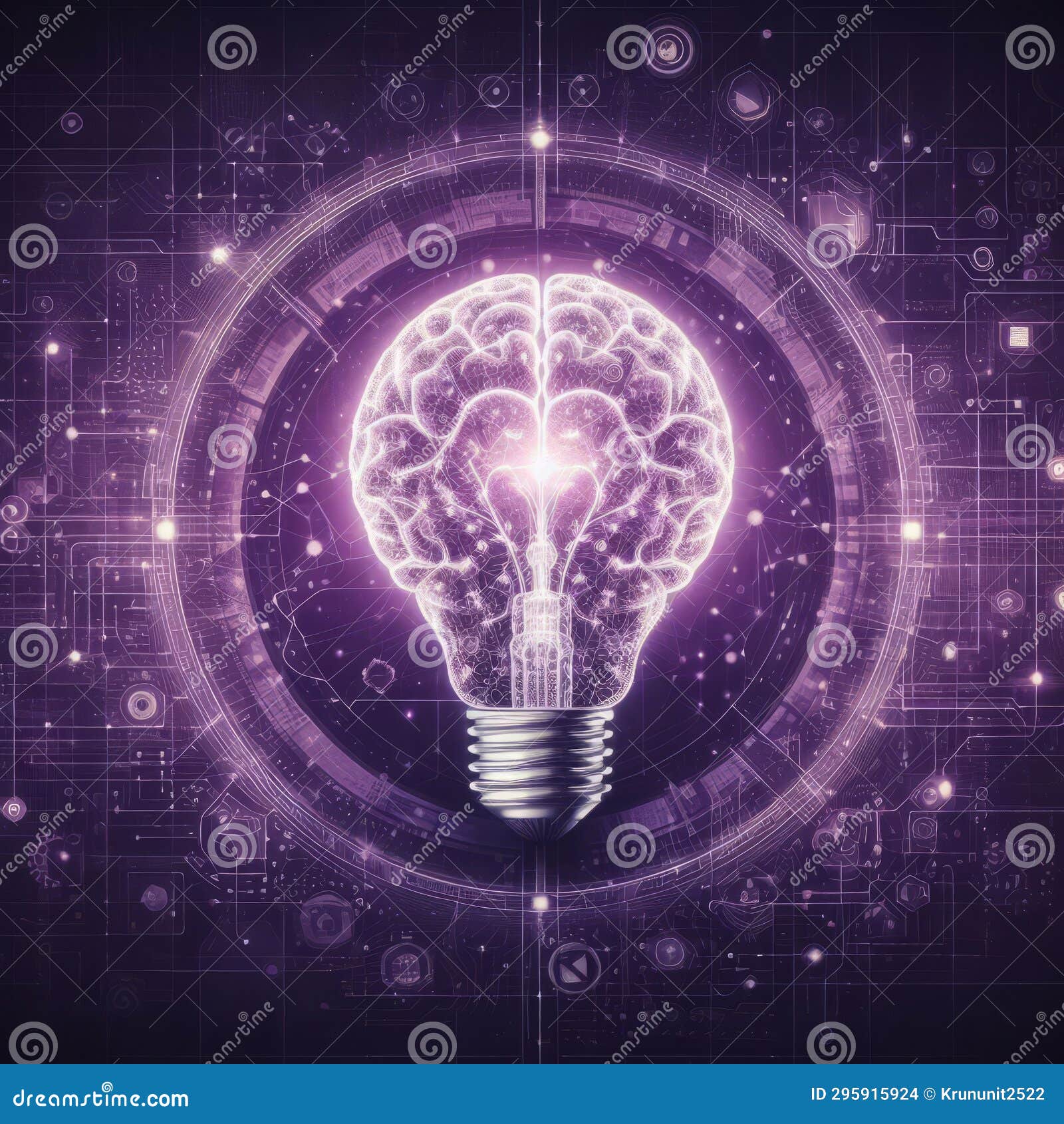 Creative Idea Concept with Bulb Future Technology and Brain Stock ...
