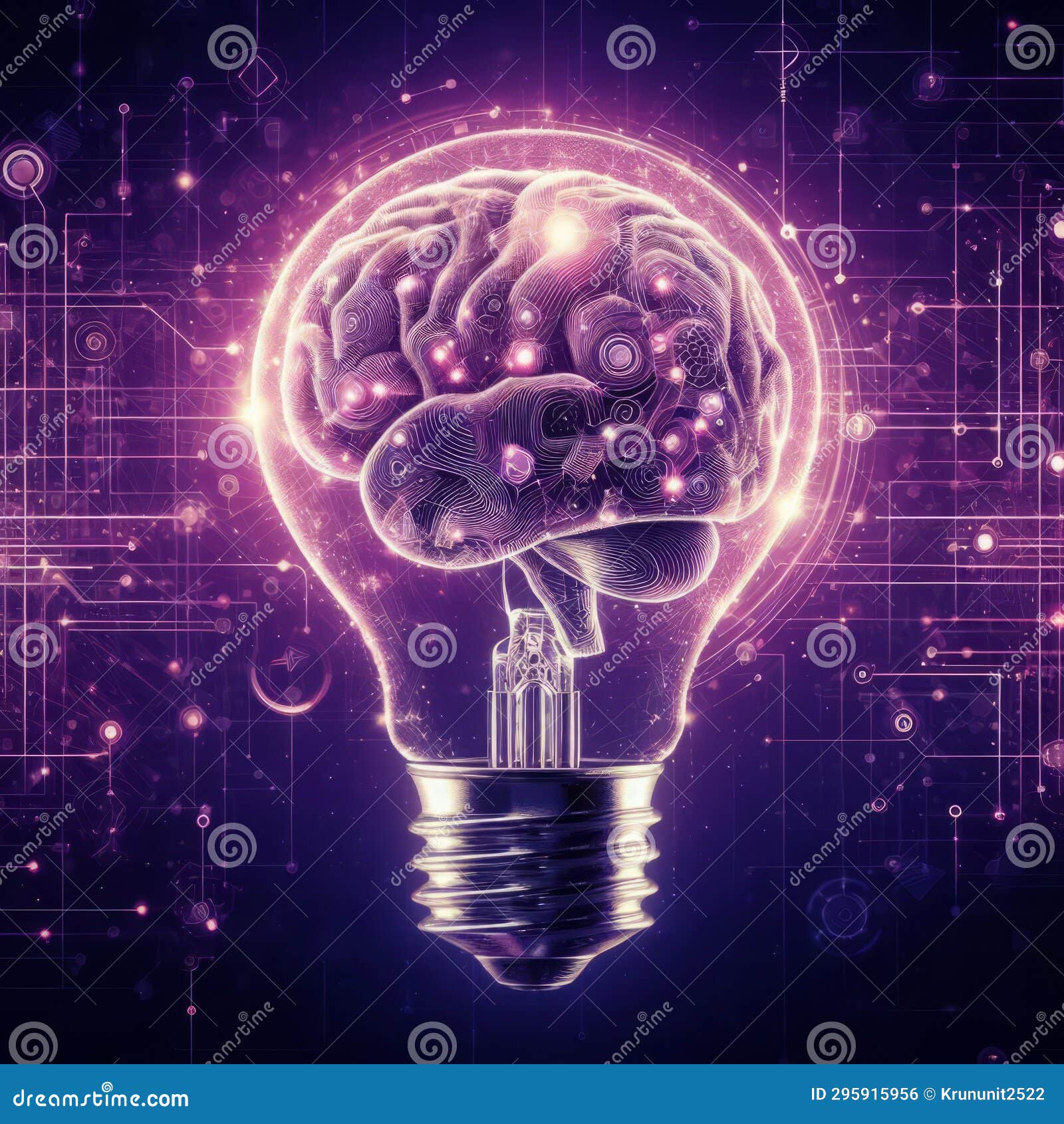 Creative Idea Concept with Bulb Future Technology and Brain Stock ...