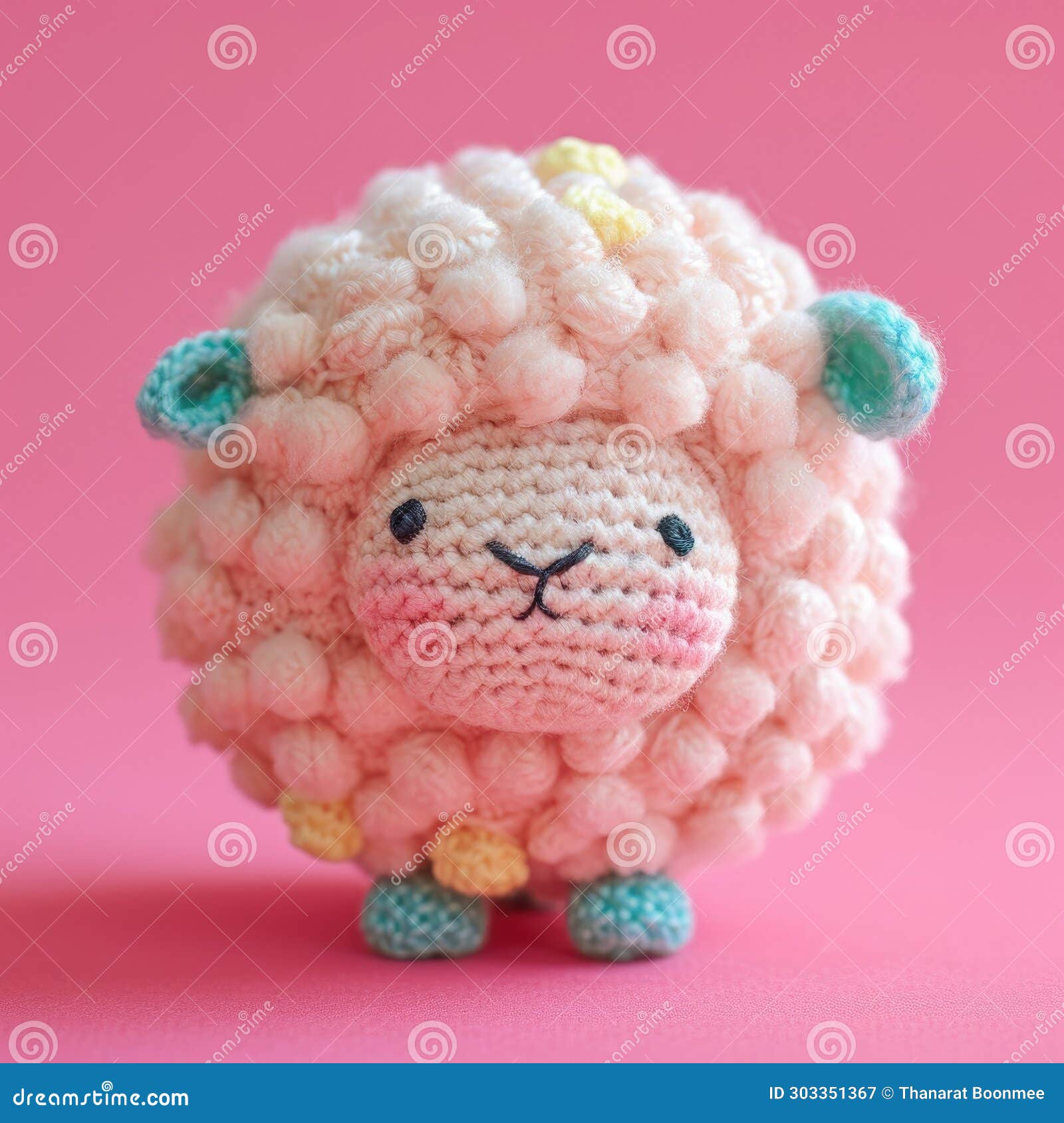 A Picture of a Crocheted Cute Sheep, Ai Generated Stock Illustration ...