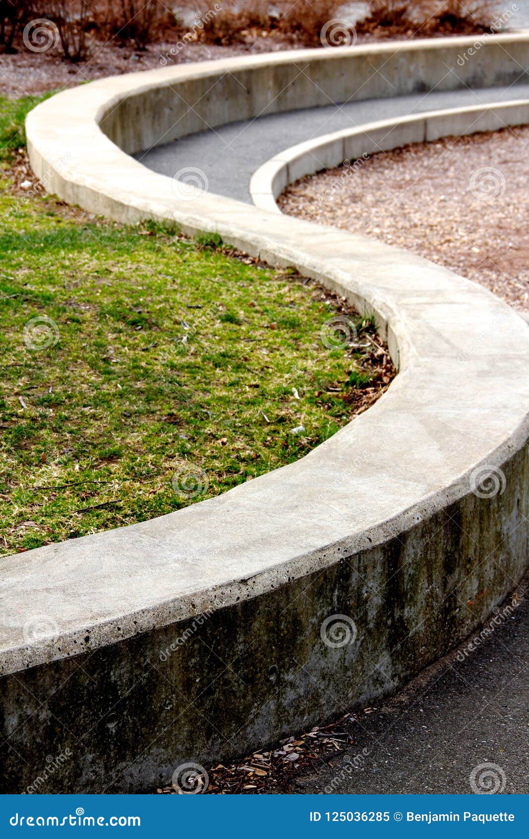 Curved Stone Wall in the Shape of an S Stock Image - Image of landscape ...
