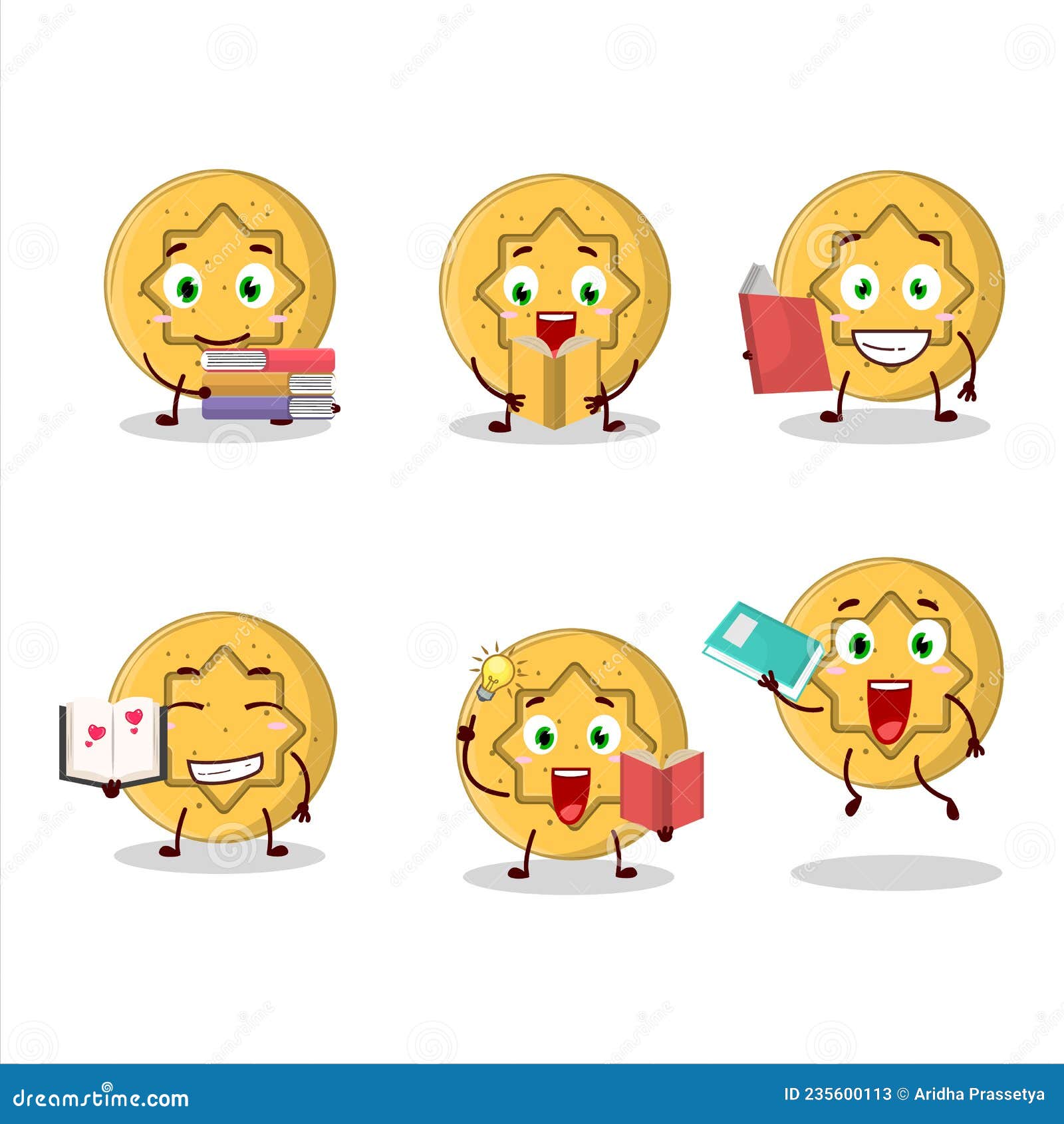 A Picture of Dalgona Candy Flower Cartoon Character Concept Reading an ...