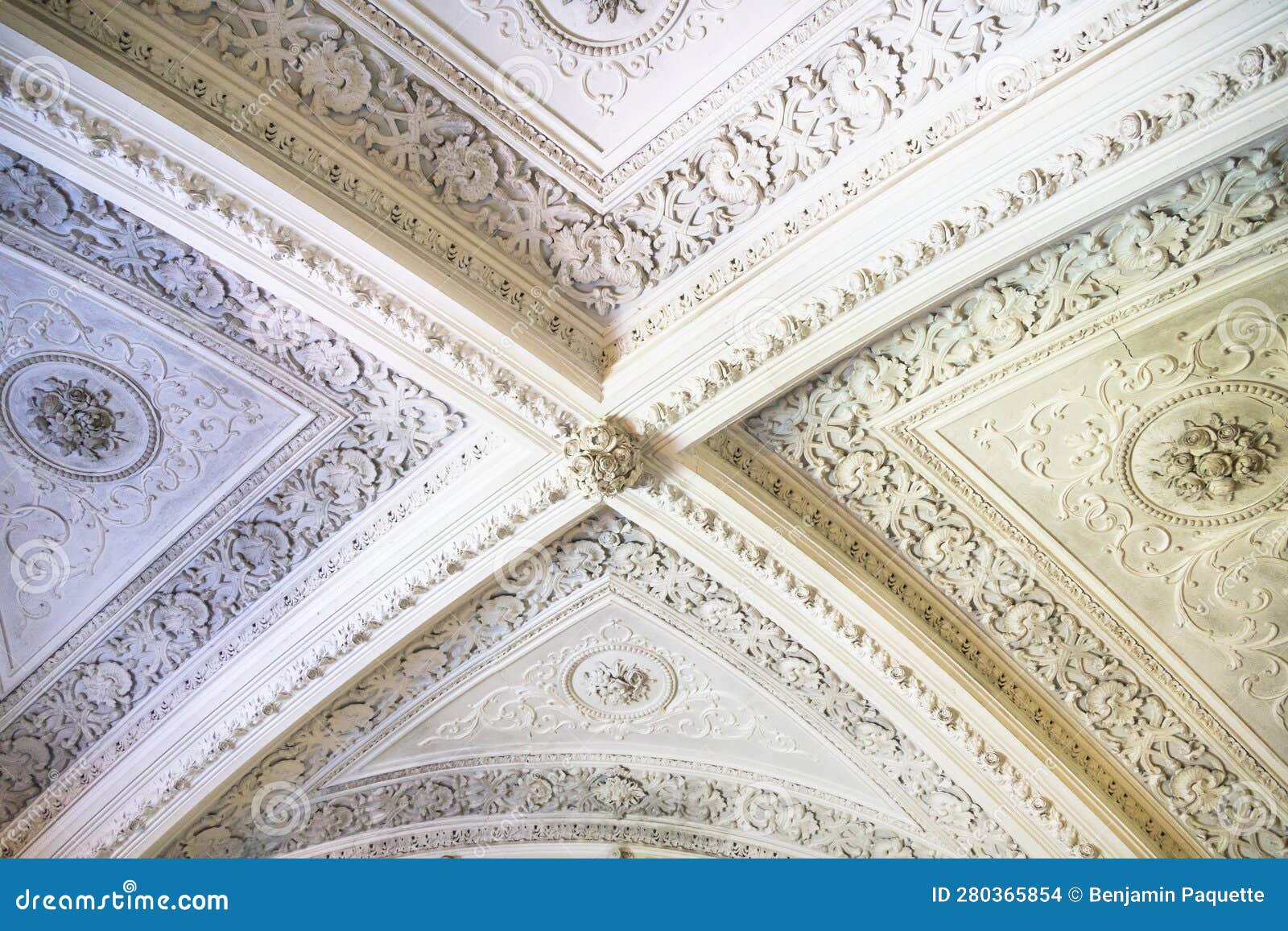 Decorated Ceiling Detail in an Arched Ceiling in an Old Medieval Castle ...