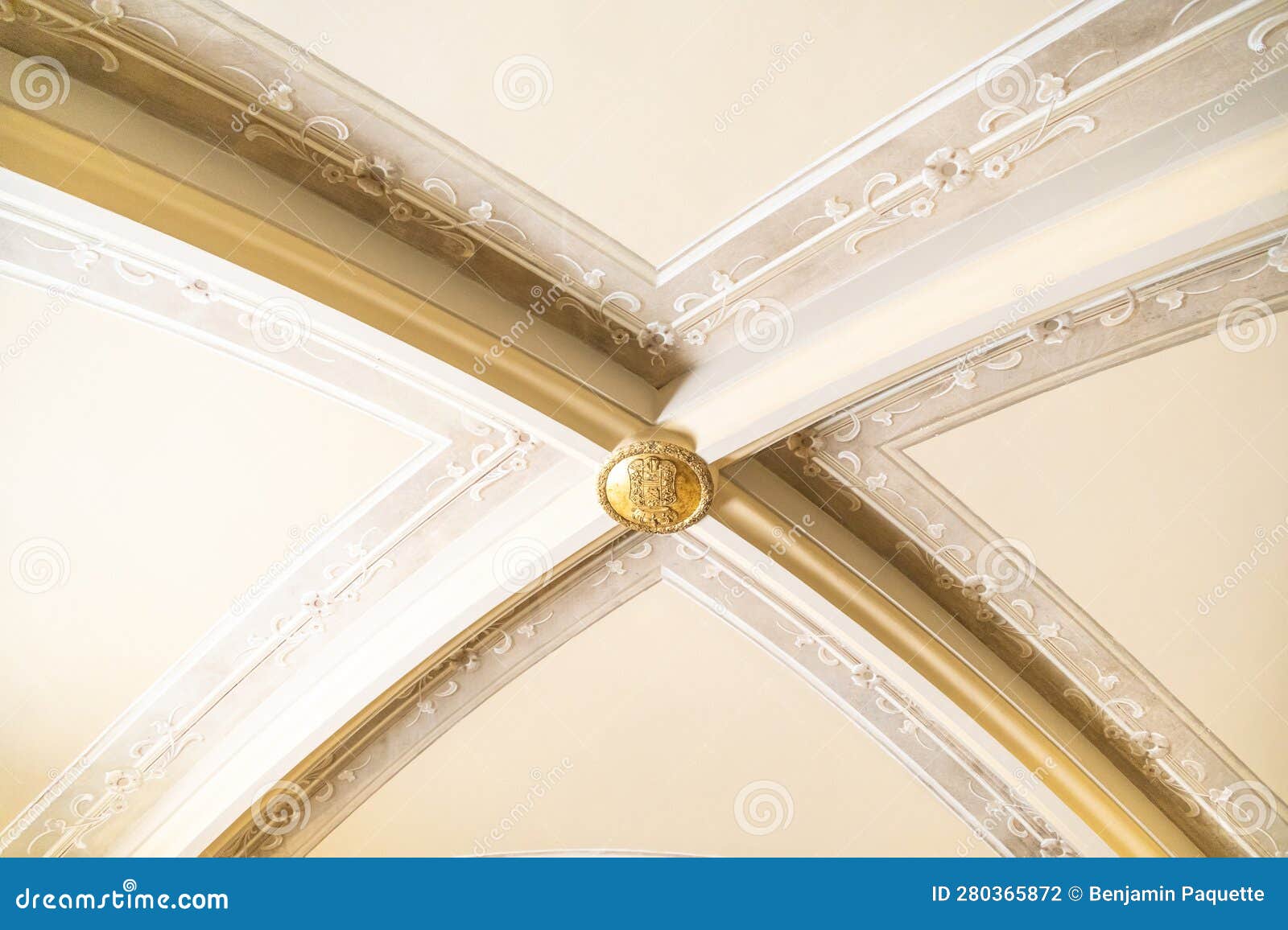 Decorated Ceiling Detail in an Arched Ceiling in an Old Medieval Castle ...