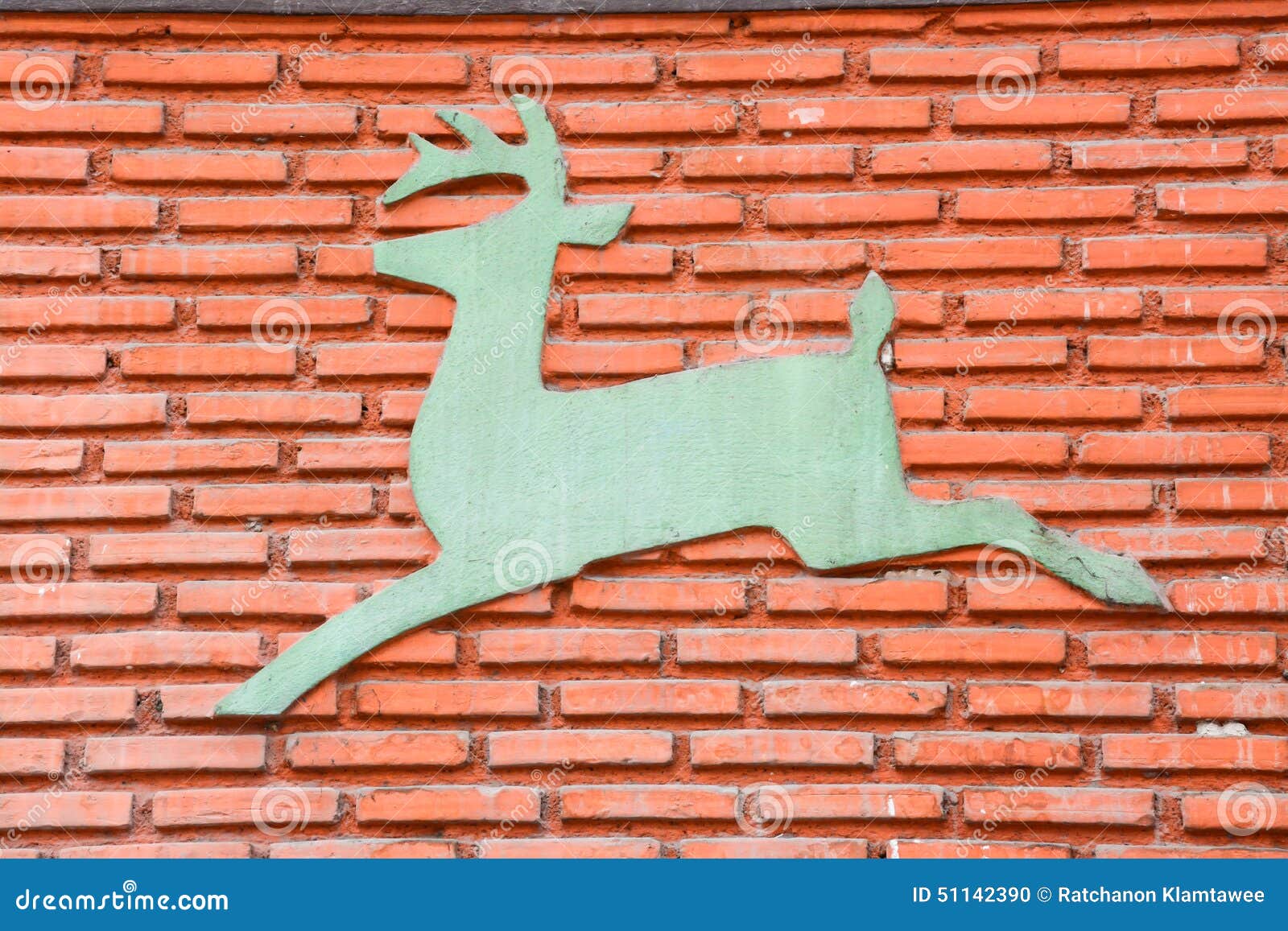Picture deer on brick wall stock photo. Image of frame - 51142390