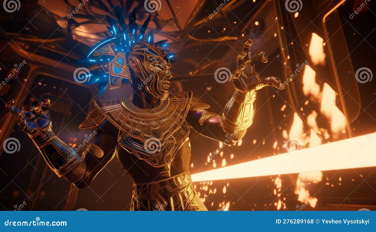 Egypt Pharaoh at the Controls of Space Ship Stock Illustration ...