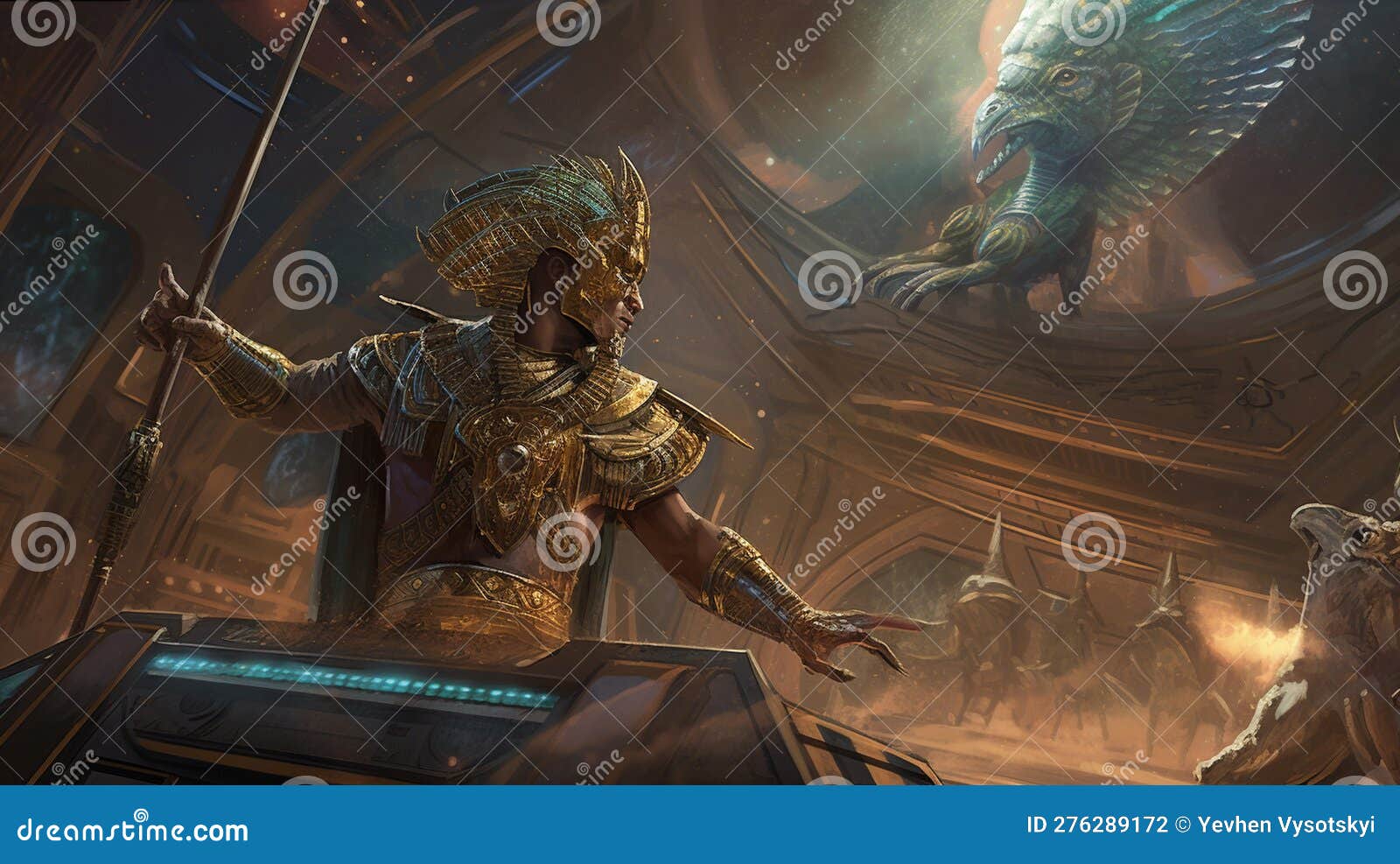Egypt Pharaoh at the Controls of Space Ship Stock Illustration ...
