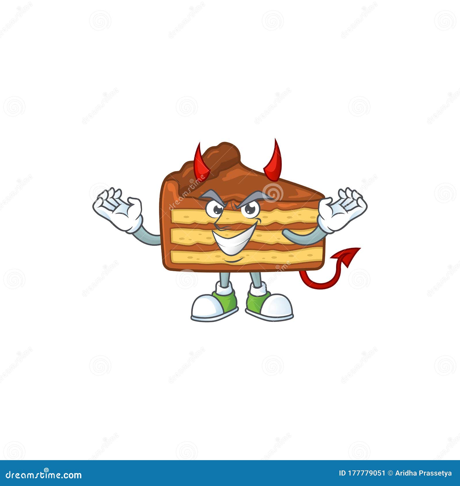 A Picture of Devil Chocolate Slice Cake Cartoon Character Design Stock ...
