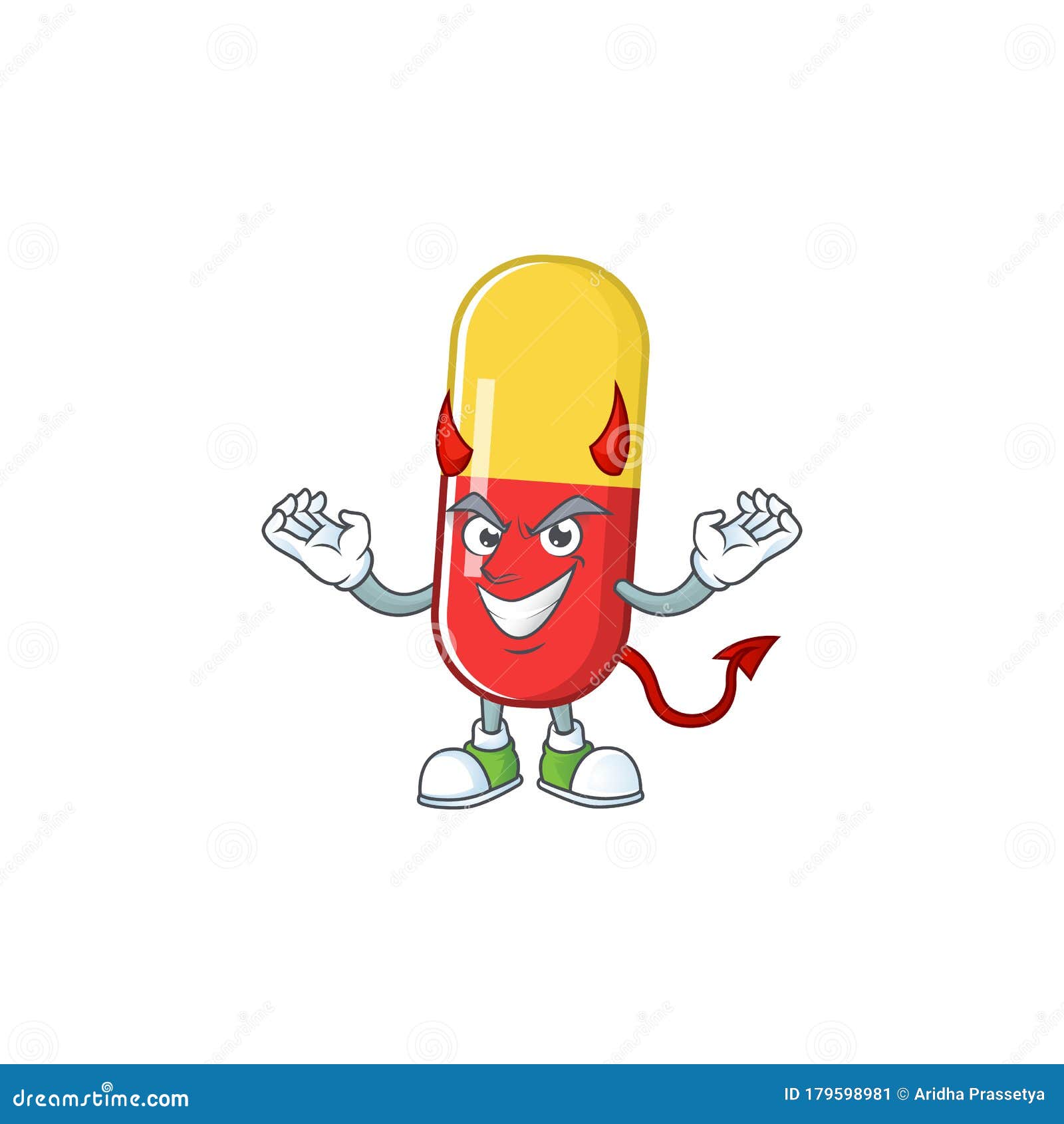 A Picture of Devil Red Yellow Capsules Cartoon Character Design Stock ...