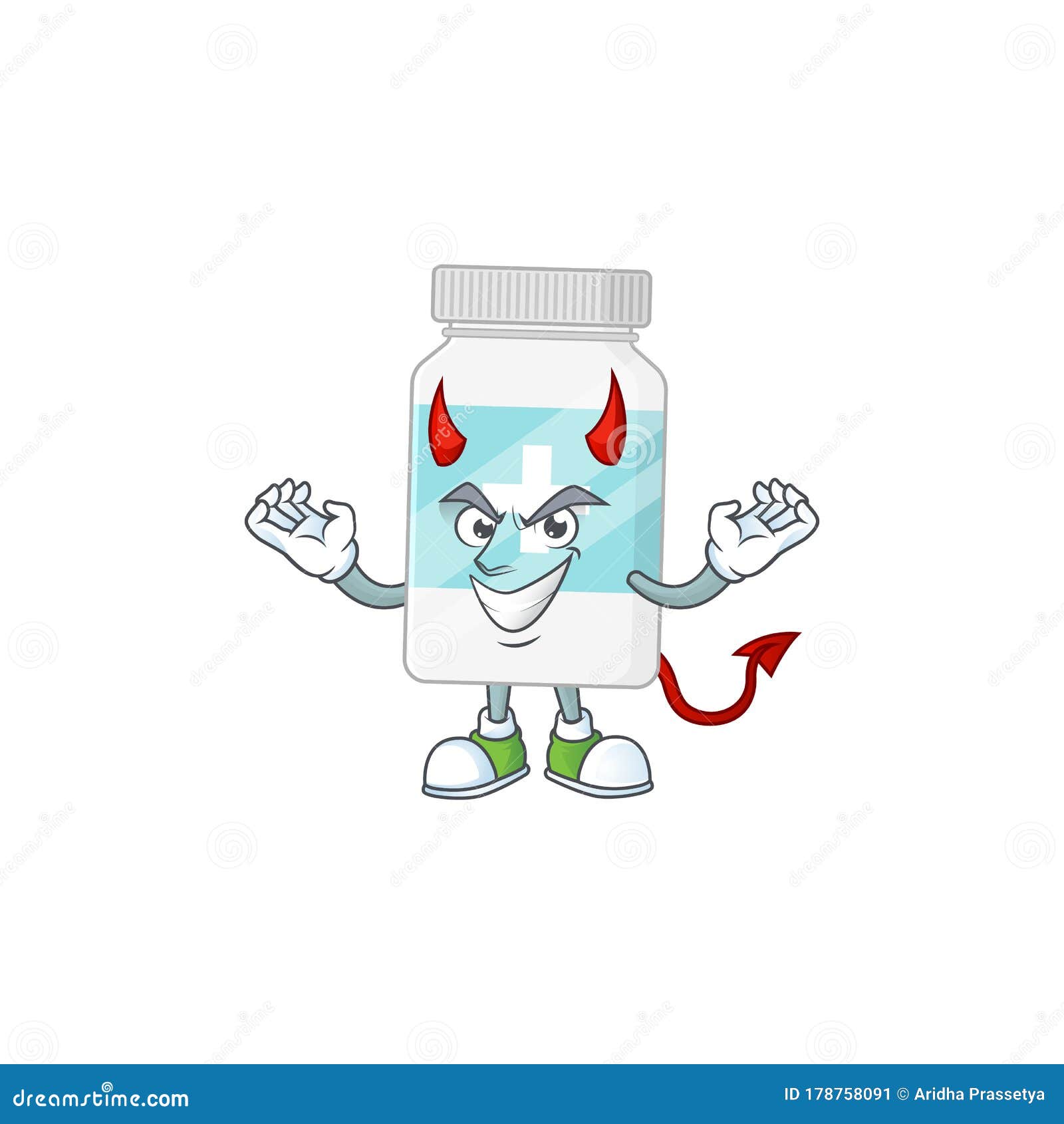 A Picture of Devil Supplement Bottle Cartoon Character Design Stock ...