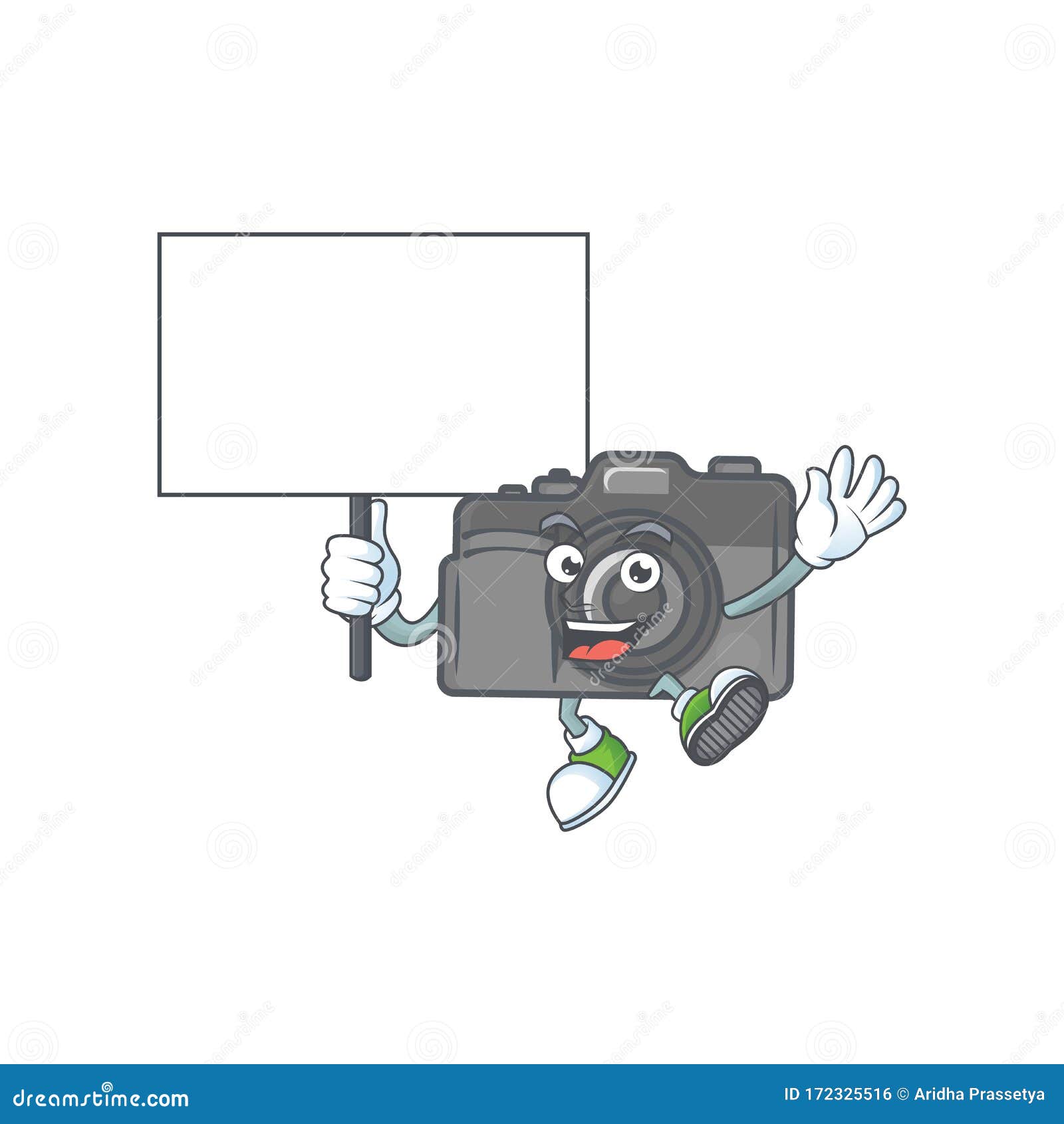 A Picture of Digital Camera Cartoon Character with Board Stock Vector ...