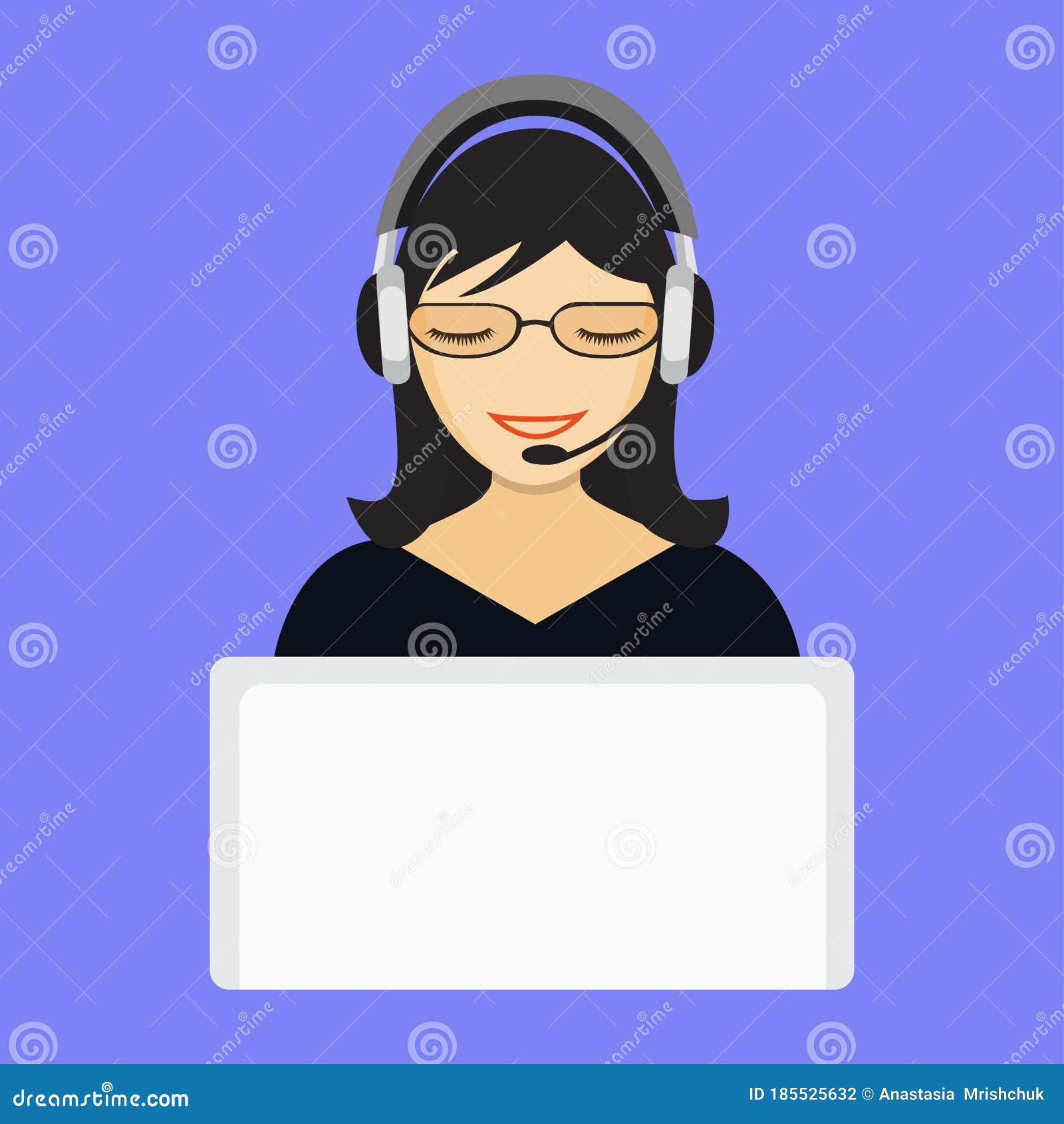 Picture of a Dispatcher on a Blue Background. Vector Illustration Stock ...