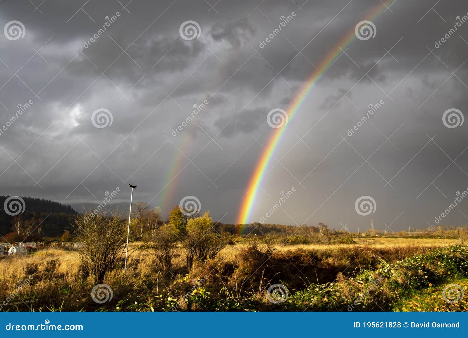 A Picture of a Double Rainbow Stock Photo - Image of blue, cloudy ...