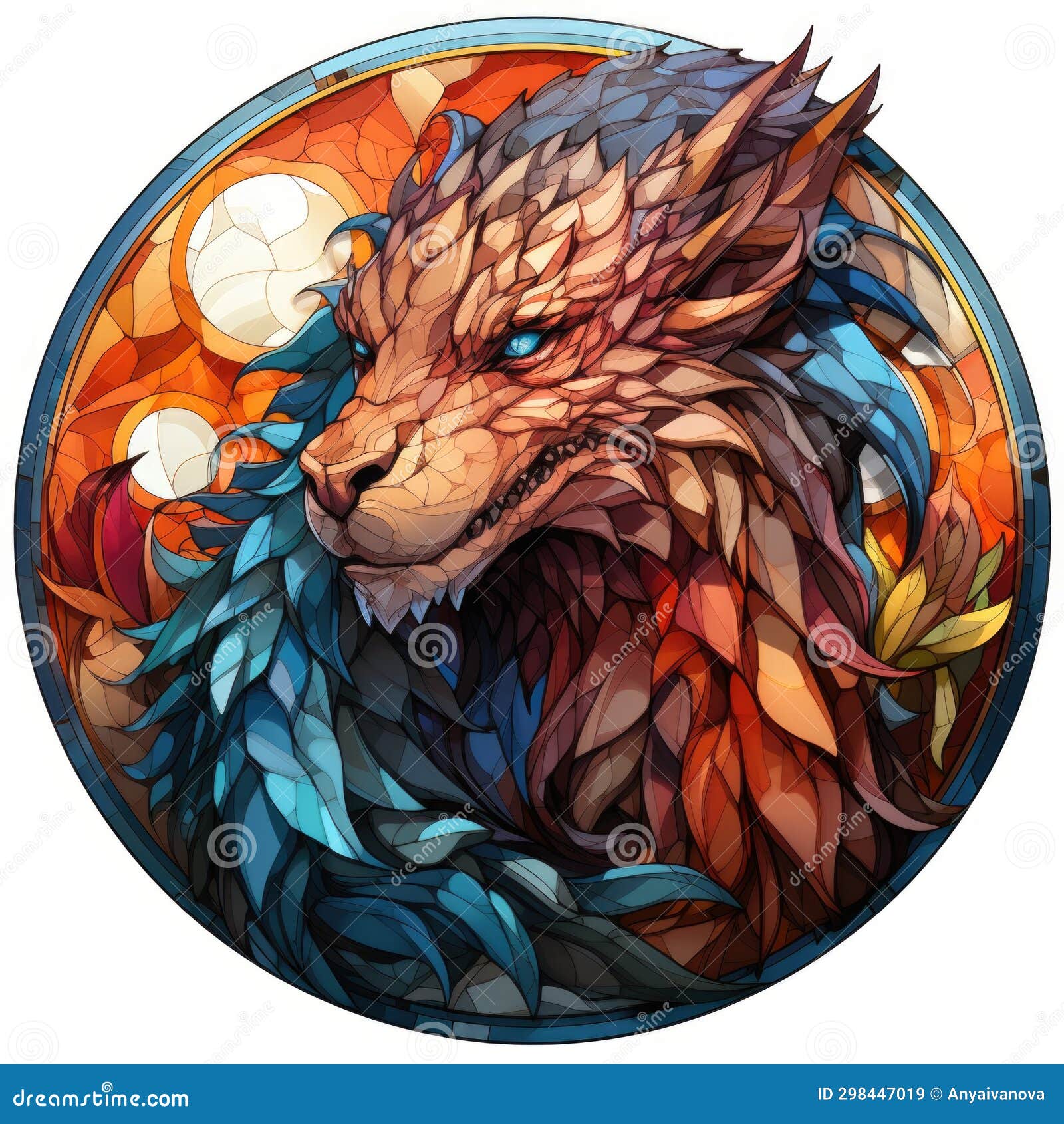 A Picture of a Dragon in a Circle Stock Illustration - Illustration of ...