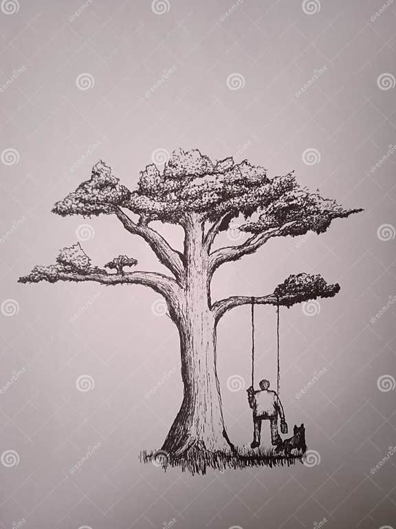 Pen tree art work. stock illustration. Illustration of work - 284054217