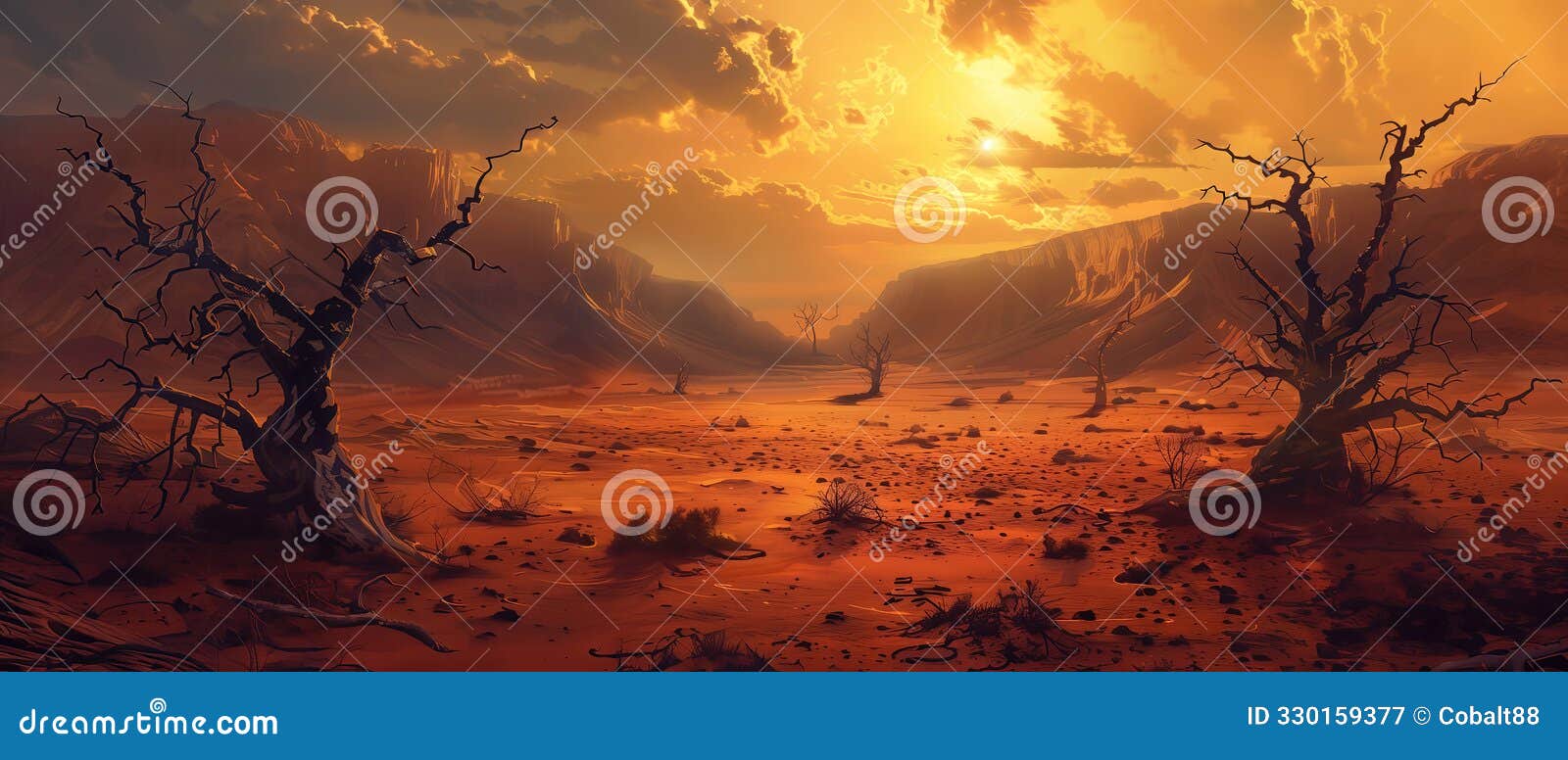 The Picture Of Drought Disaster, Desertification Of The Land And ...