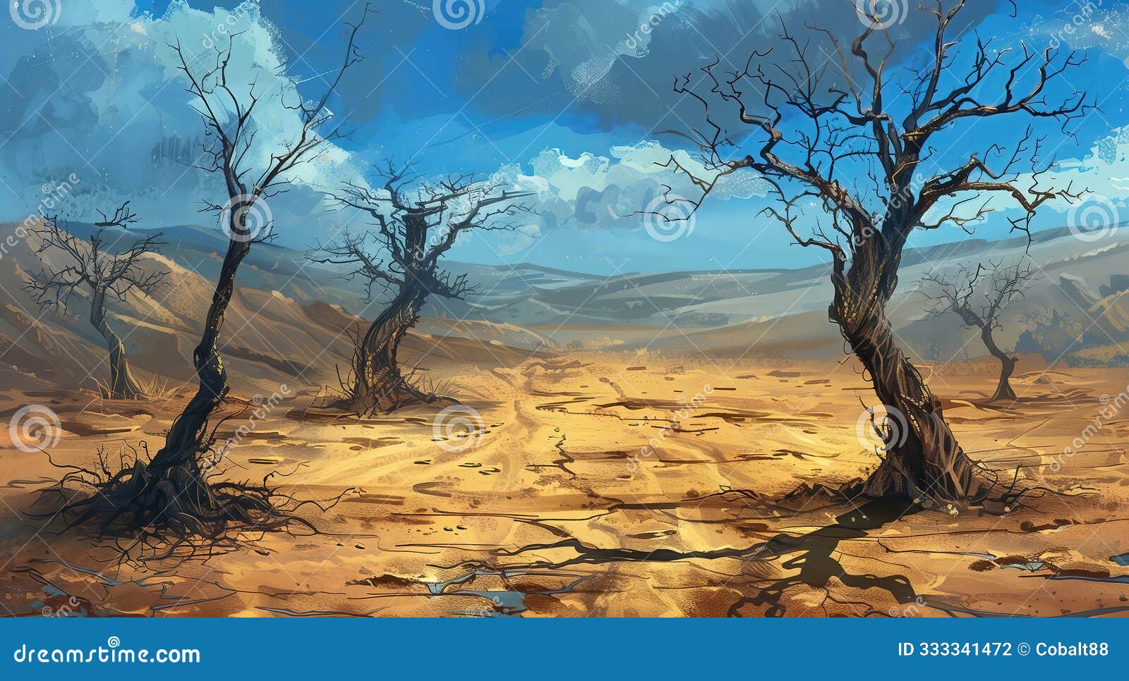 The Picture Of Drought Disaster, Desertification Of The Land And ...