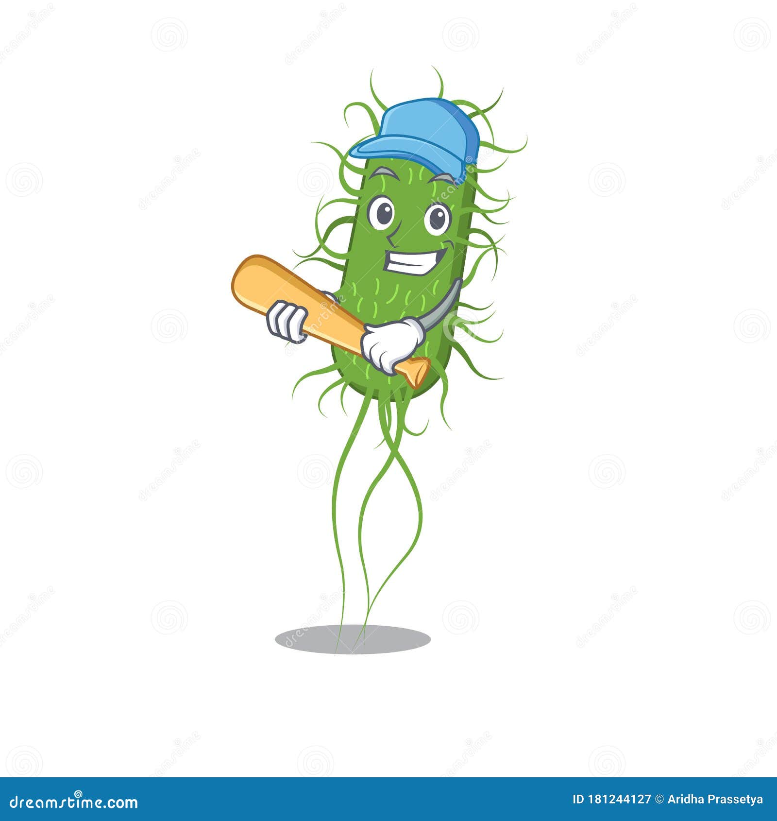 Picture of E.coli Bacteria Cartoon Character Playing Baseball Stock ...