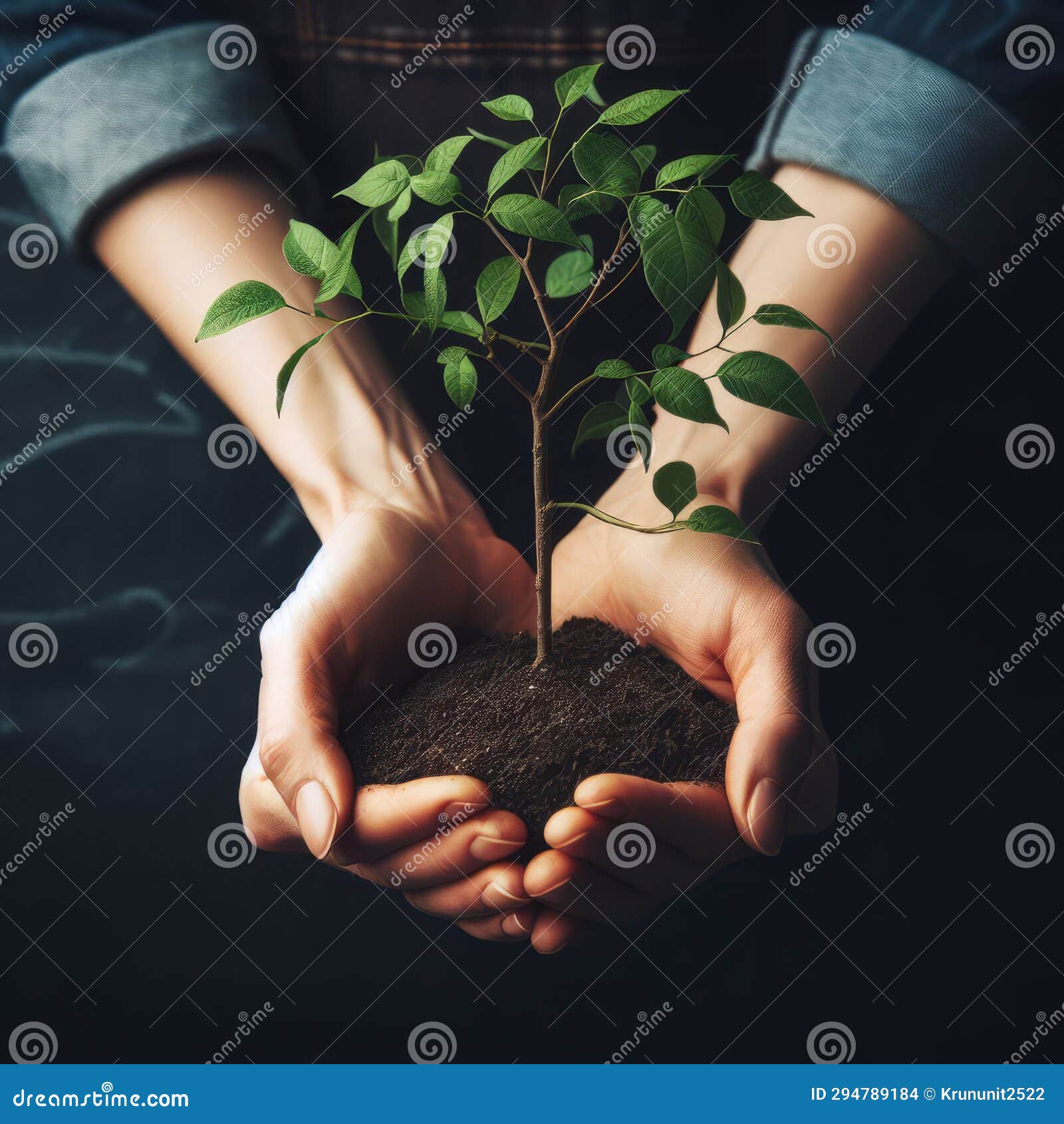 "EARTH DAY" Tree Growing in Hand. Stock Illustration - Illustration of ...