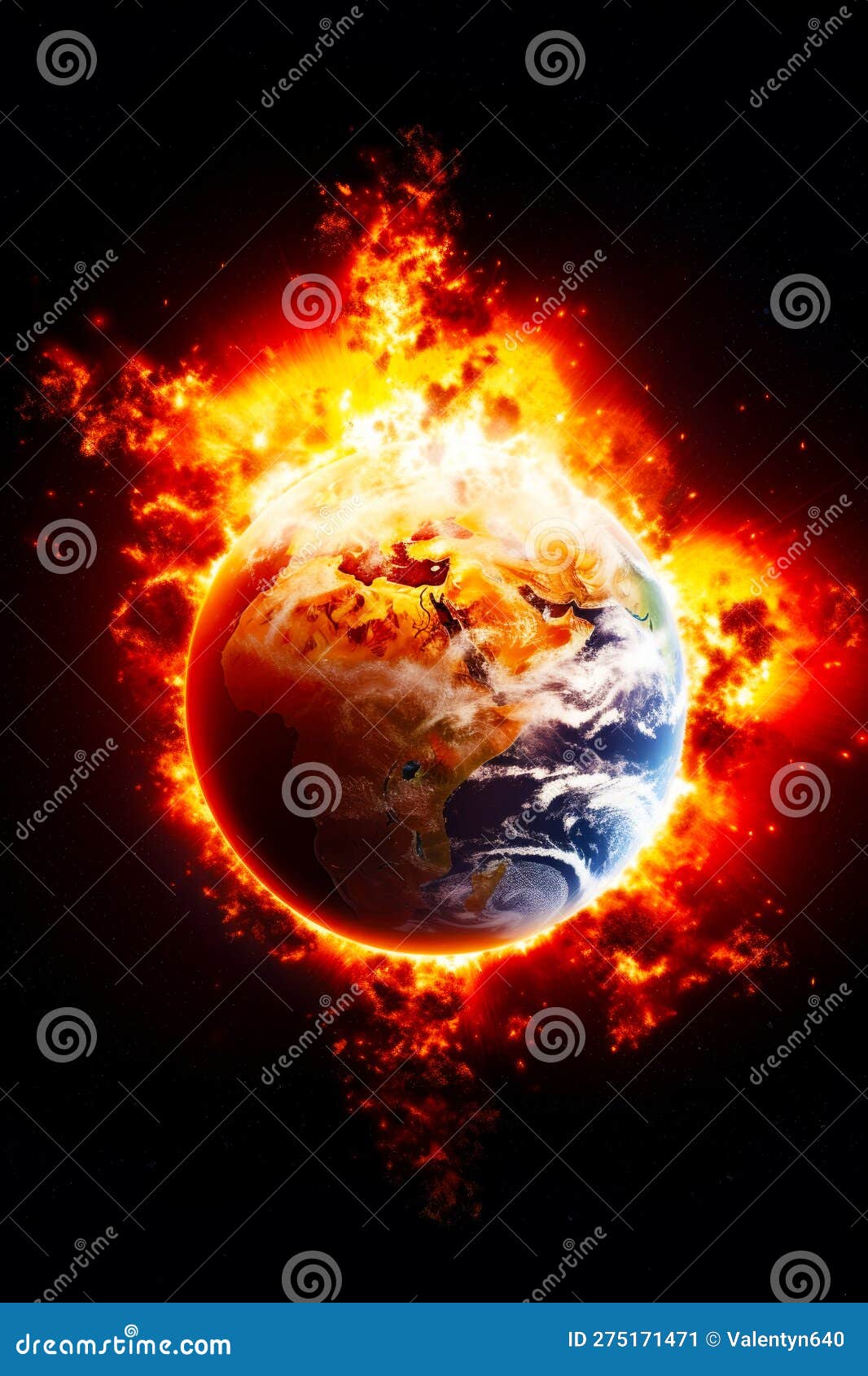 Picture of the Earth on Fire with the Sun in the Middle of it ...
