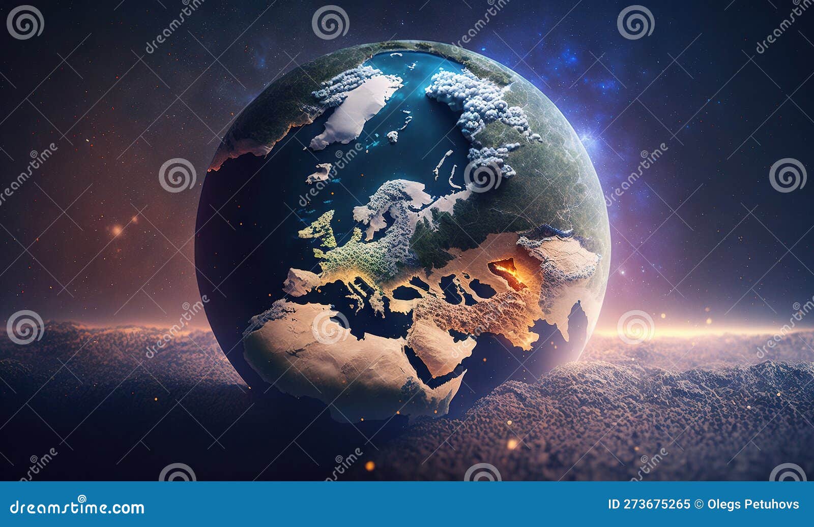A Picture of the Earth in the Middle of the Night Stock Image - Image ...