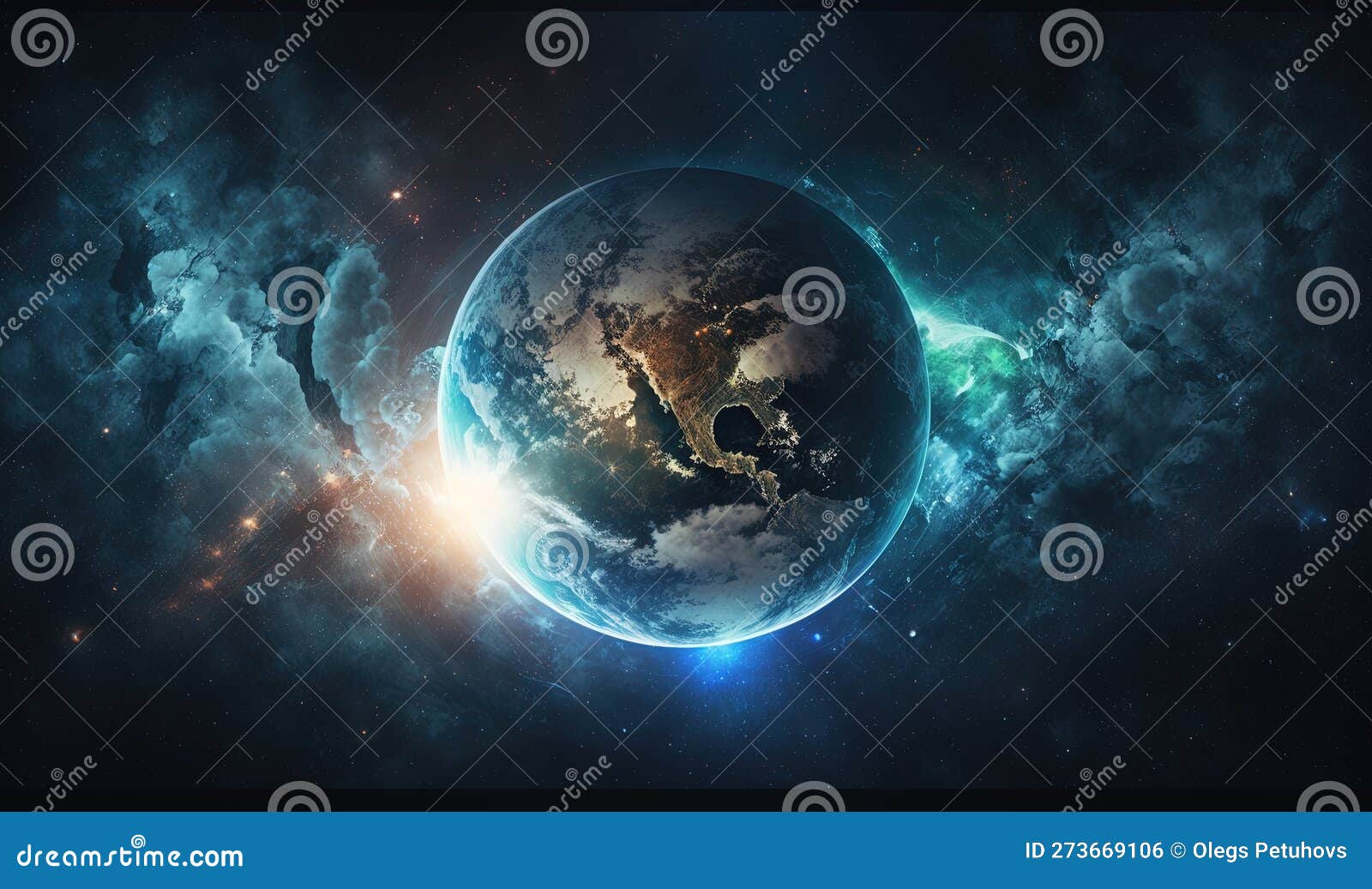 A Picture of the Earth in the Middle of the Space Stock Illustration ...