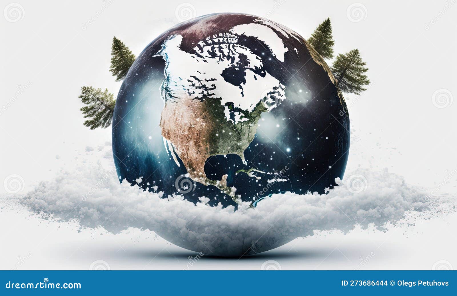 A Picture of the Earth in the Snow with Trees Around it Stock ...