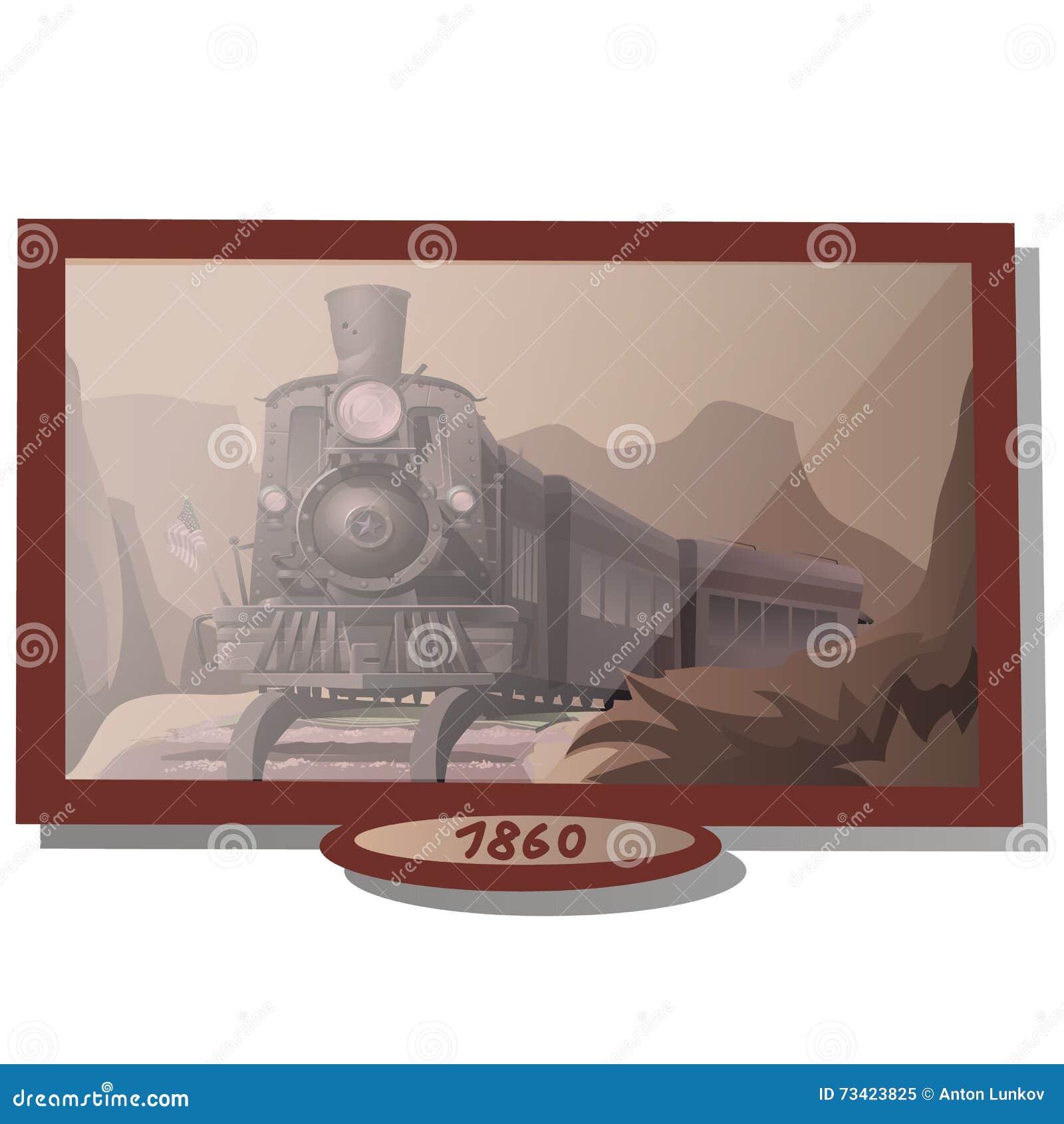 American Train Engineer Driving Steam Locomotive Mascot Black And White ...