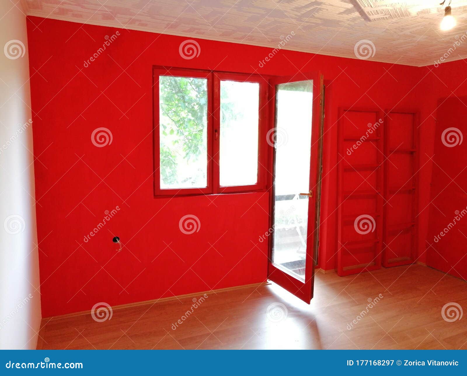 Empty red room stock image. Image of empty, wood, wall - 177168297