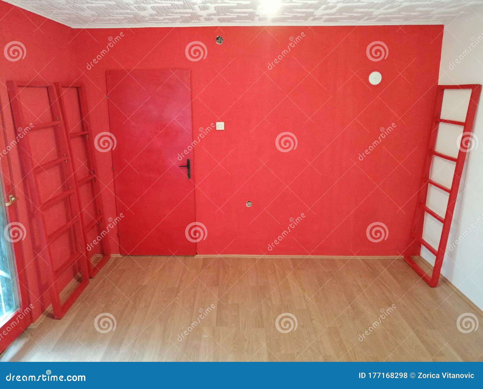 Empty red room stock photo. Image of wall, empty, wood - 177168298