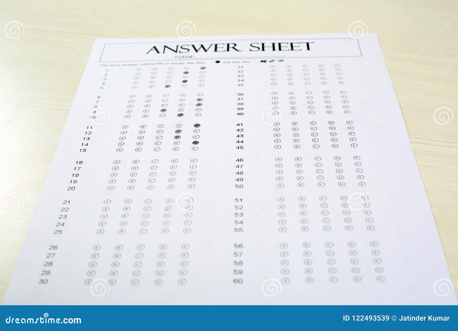 Picture of exam sheet stock image. Image of choice, closeup - 122493539