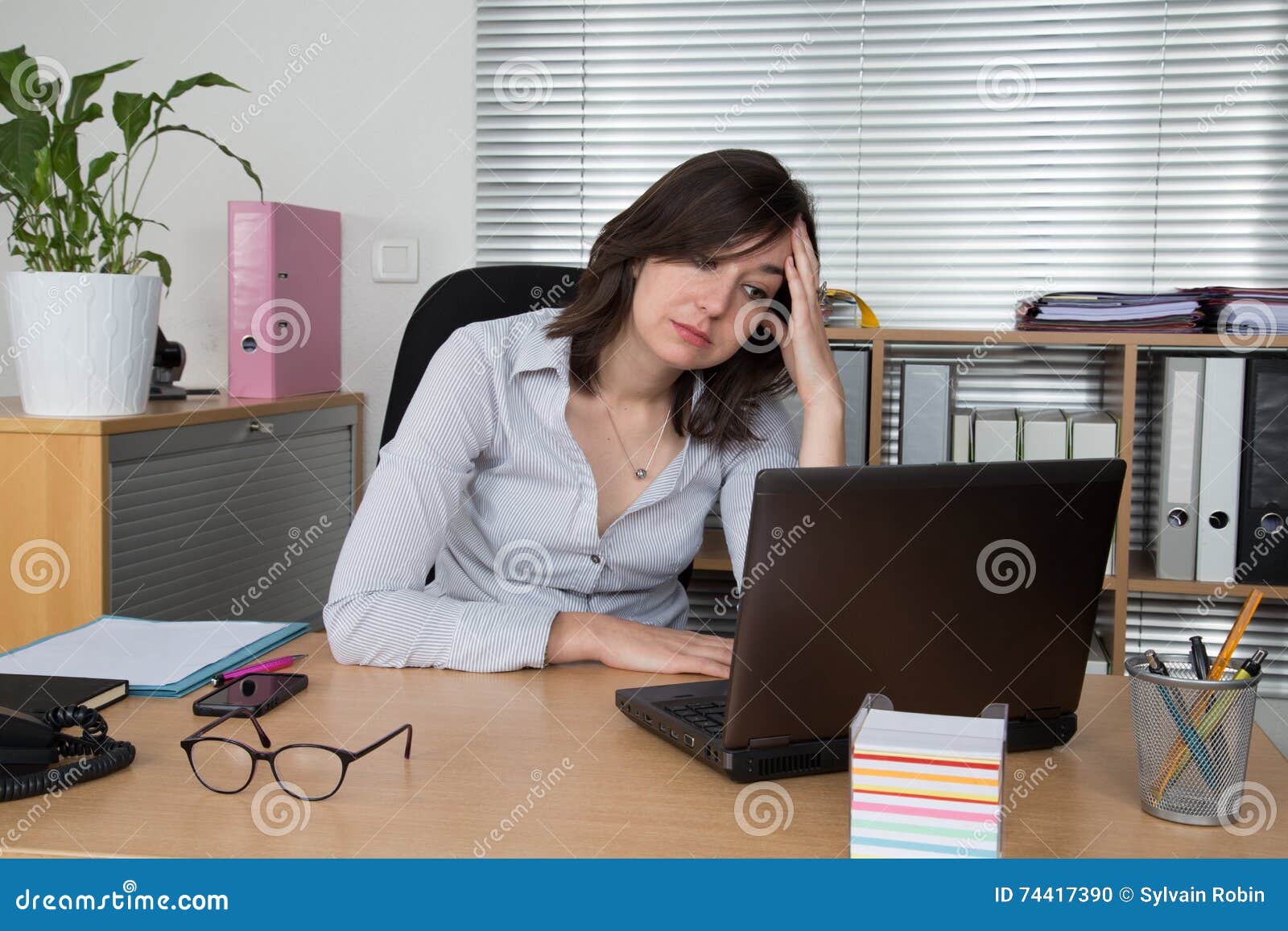 Picture of an Exhausted Office Worker at Desk Stock Photo - Image of ...