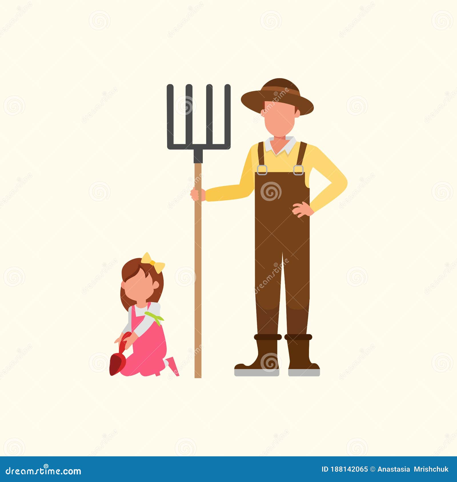 Picture of a Farmer with a Child. Vector Illustration Stock ...