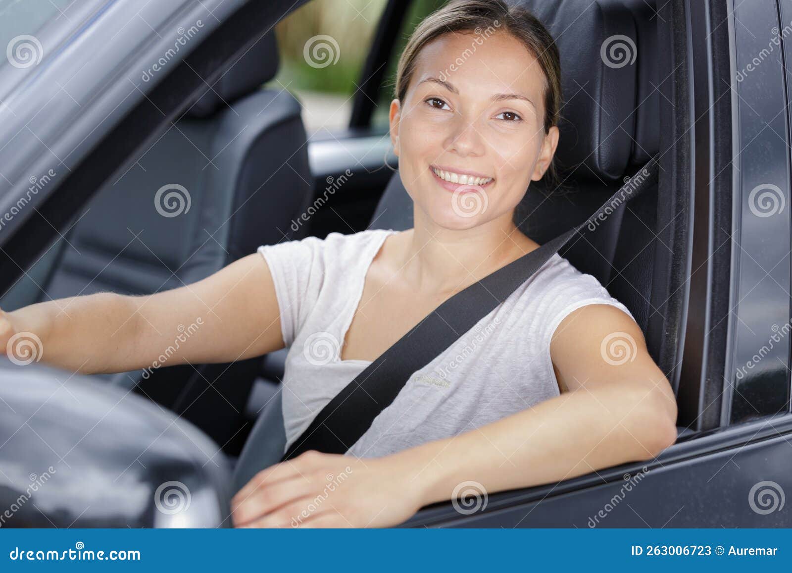 Picture Female Driver Smiling Stock Image - Image of young, cheerful ...