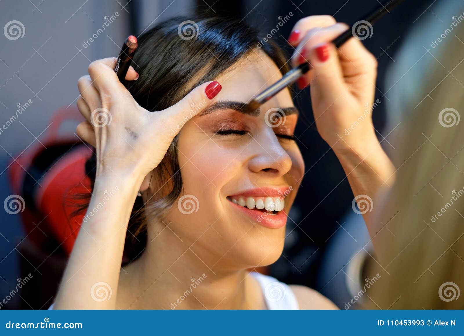 Picture of Female Model and Stylist with Brush Stock Image - Image of ...