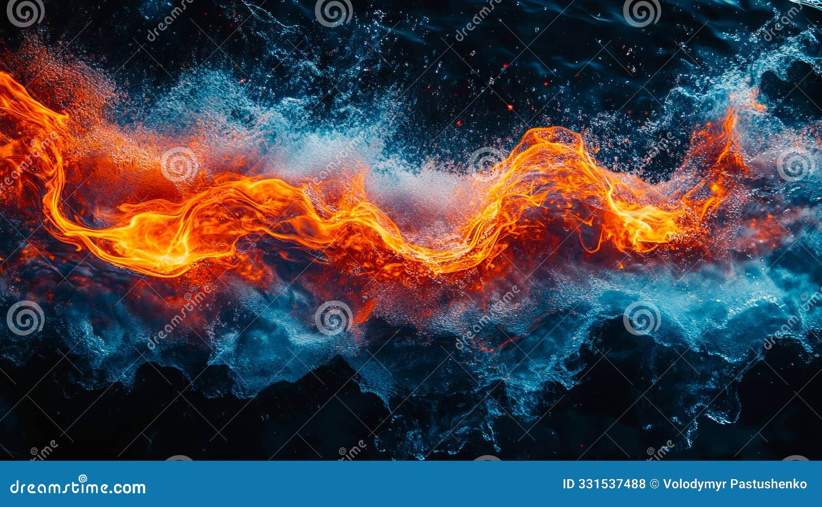 A Picture of a Fire and Water Splash on a Black Background Stock Photo ...
