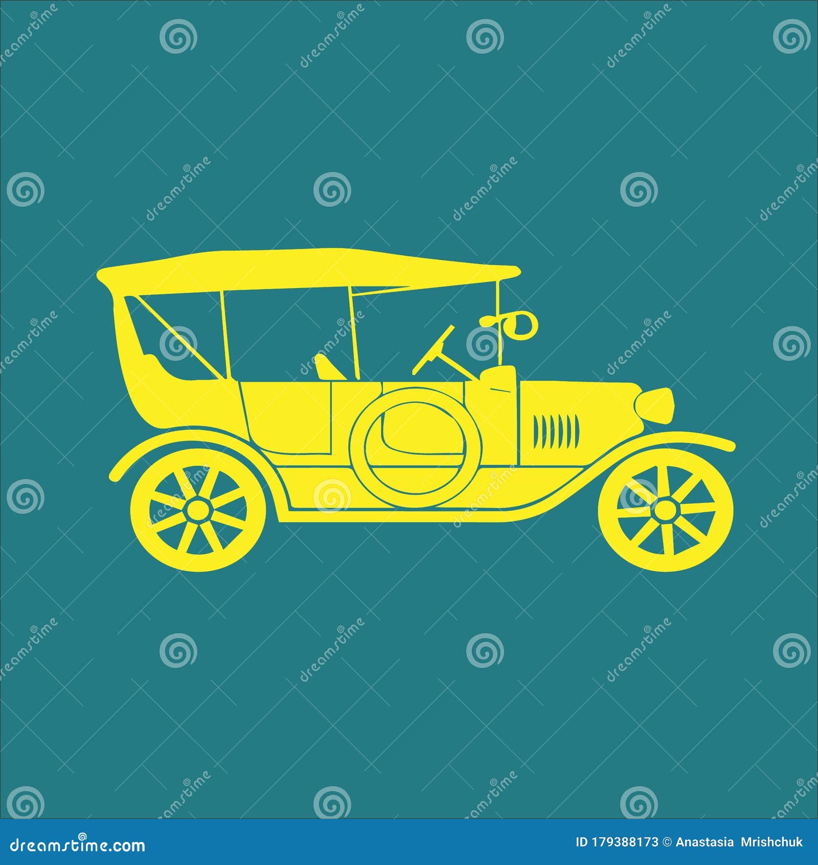 Picture of First Car on Blue Background. Logotype. Vector Illustration ...