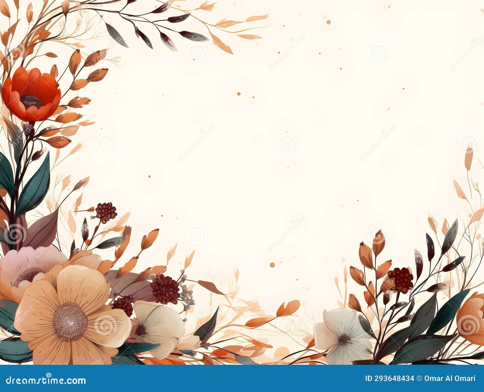 A Picture of a Flower Border with a White Background. Abstract Umber ...