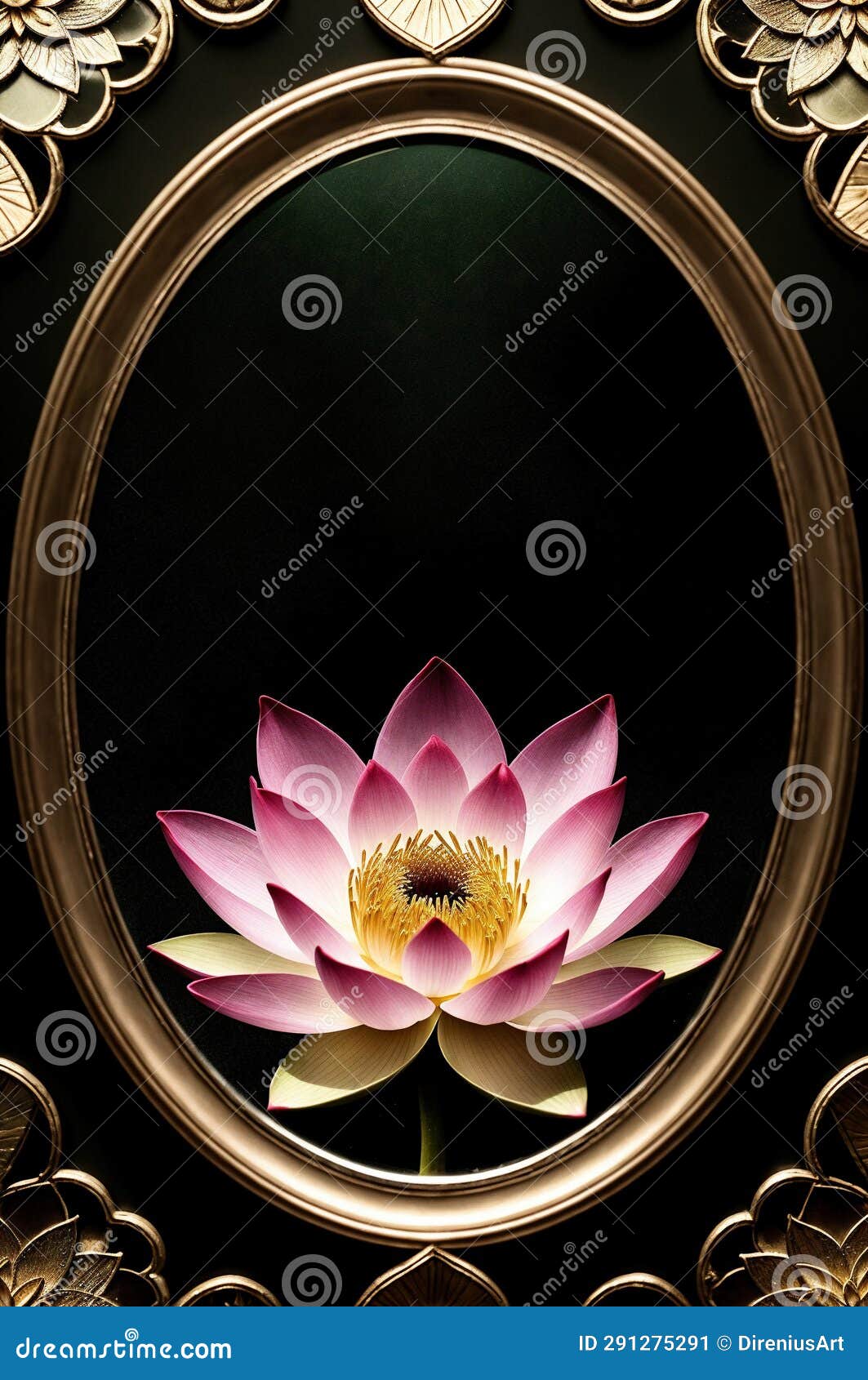 A Picture of a Flower in a Gold Frame. Stock Illustration ...