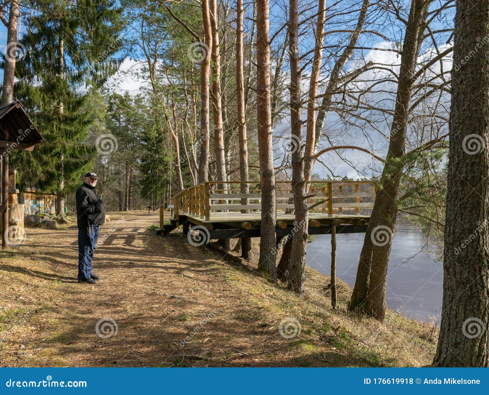 Picture with Forest Path Along the River Editorial Stock Photo - Image ...