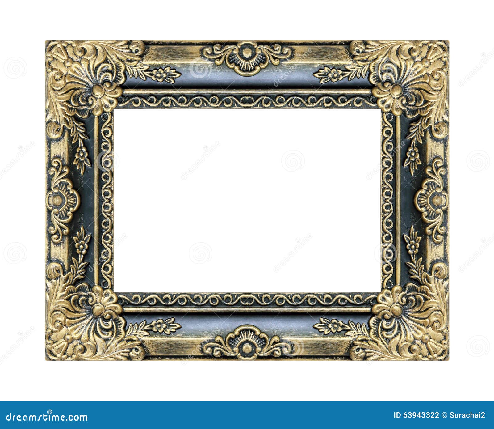 Picture Frame Ancient Vintage Isolated on White Stock Photo - Image of ...