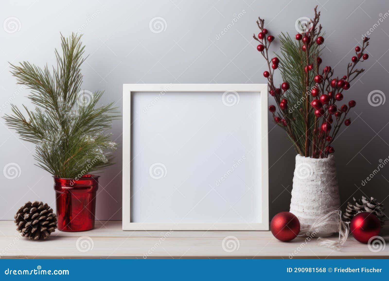 A Picture Frame, Winter Decor. Christmas Frame Mockup. Stock Photo ...