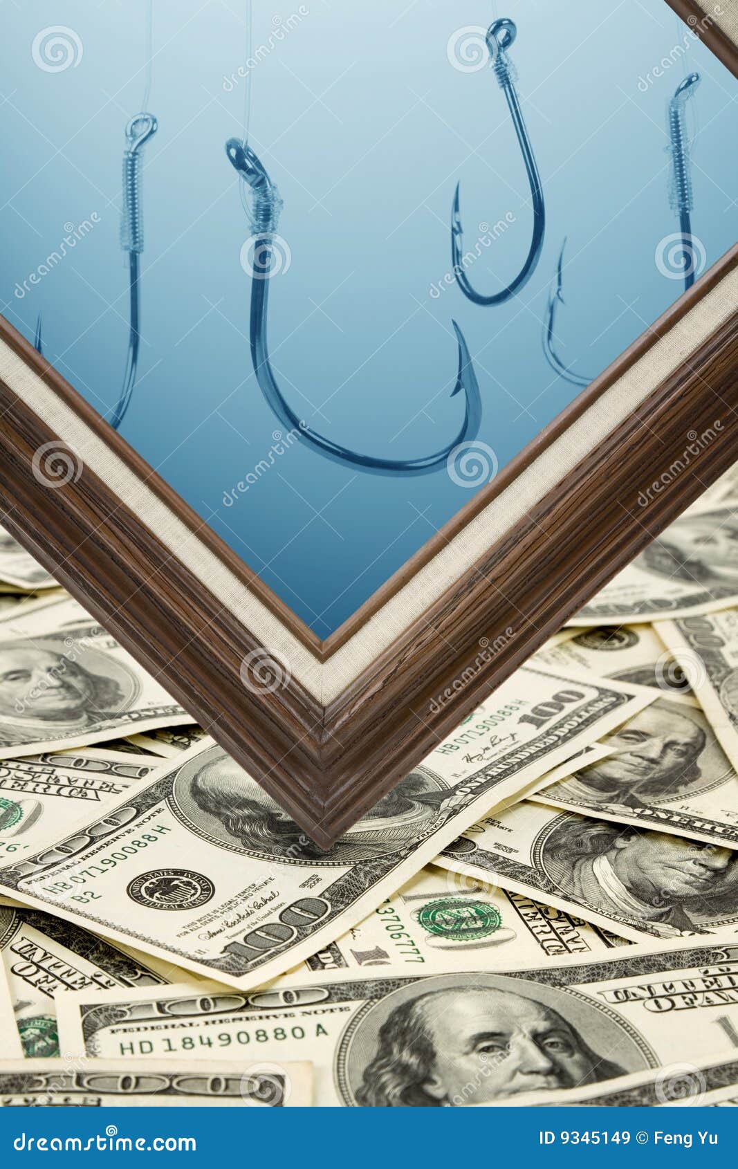 Picture Frame and Dollars stock image. Image of brown - 9345149