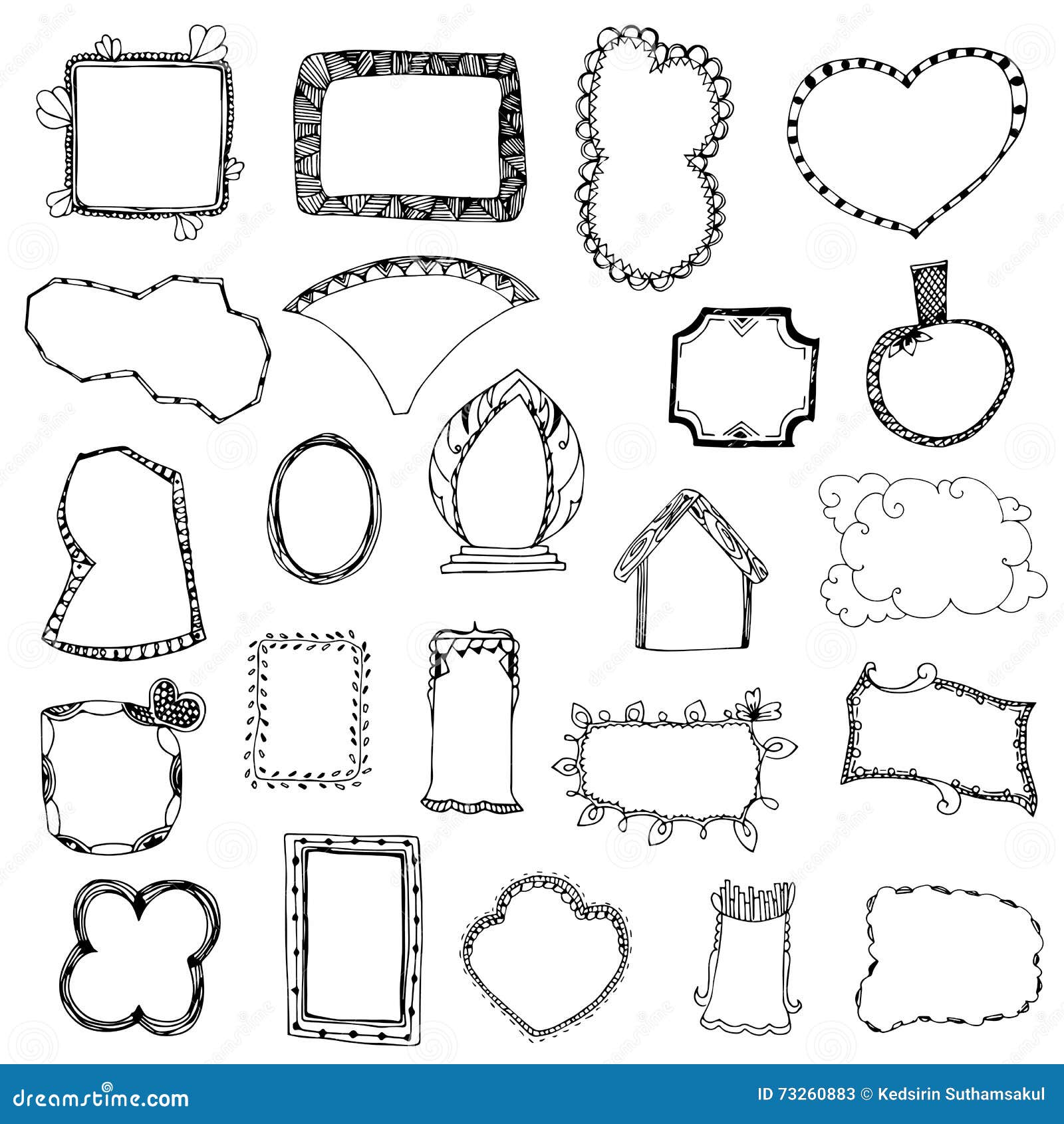 Picture Frame Drawing Designs Vector Set on White Isolated Stock Vector ...