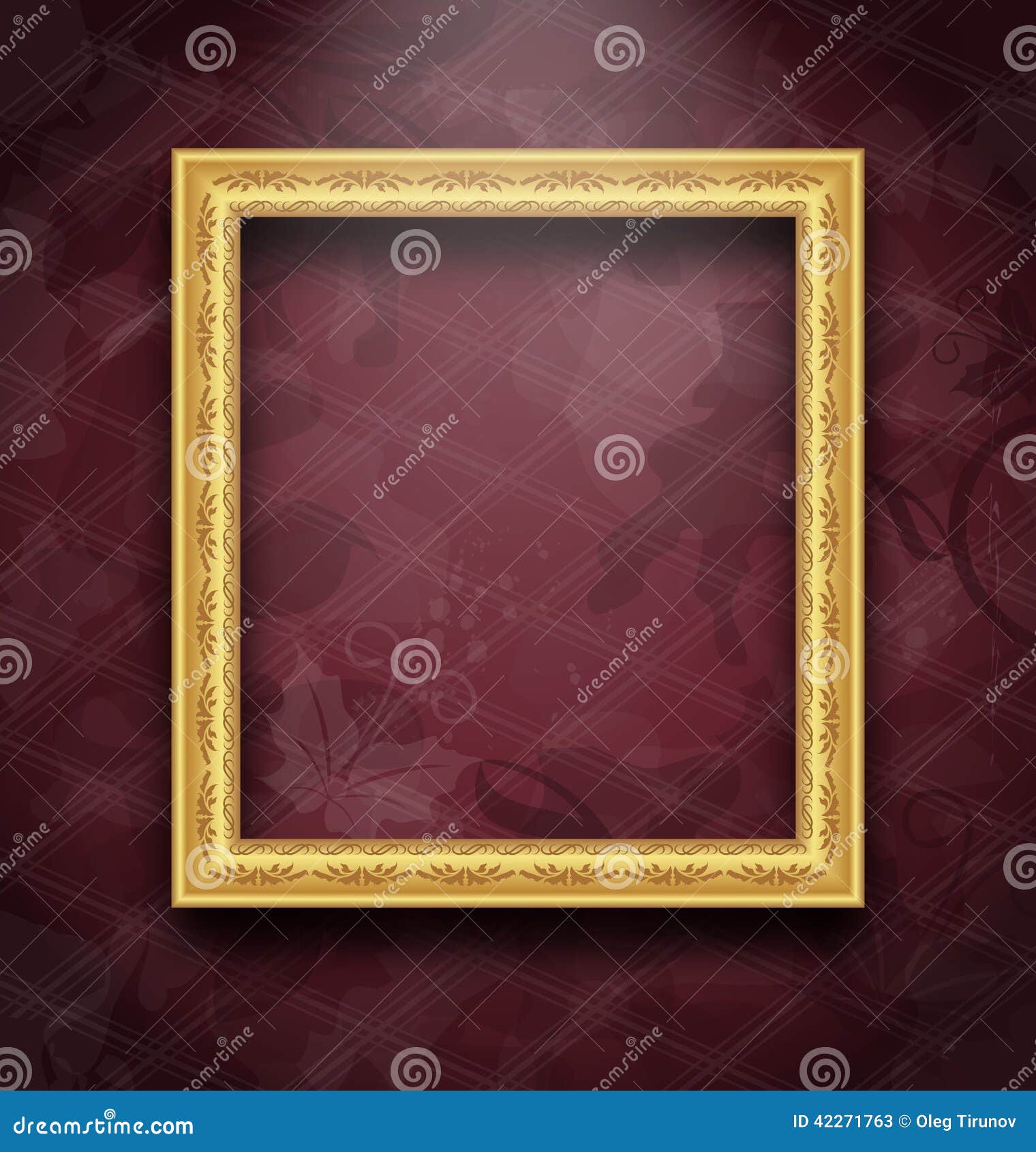 Picture Frame on Floral Texture Wall Stock Vector - Illustration of ...