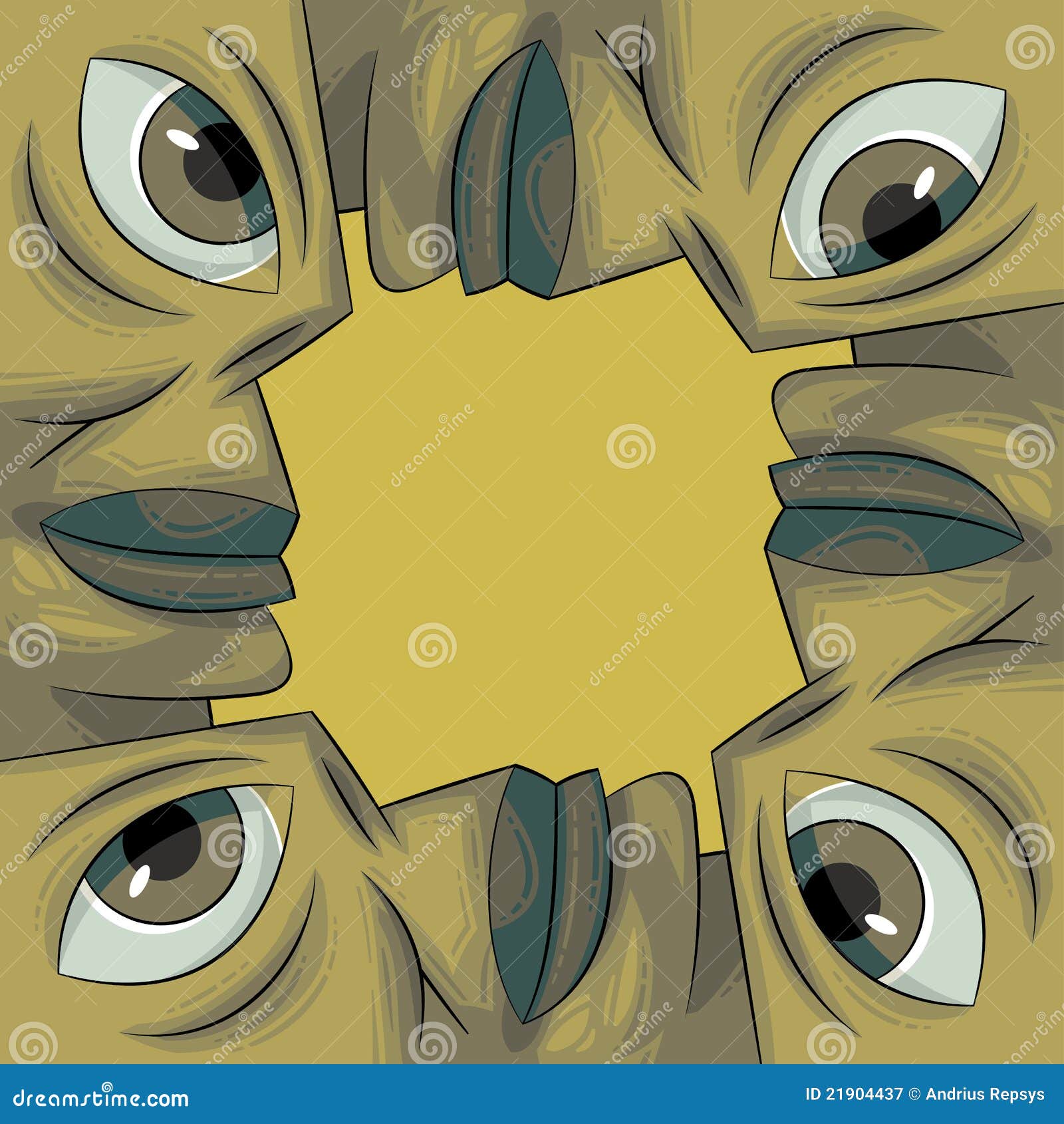 Frame With Faces With Different Expressions. Cartoon Vector ...