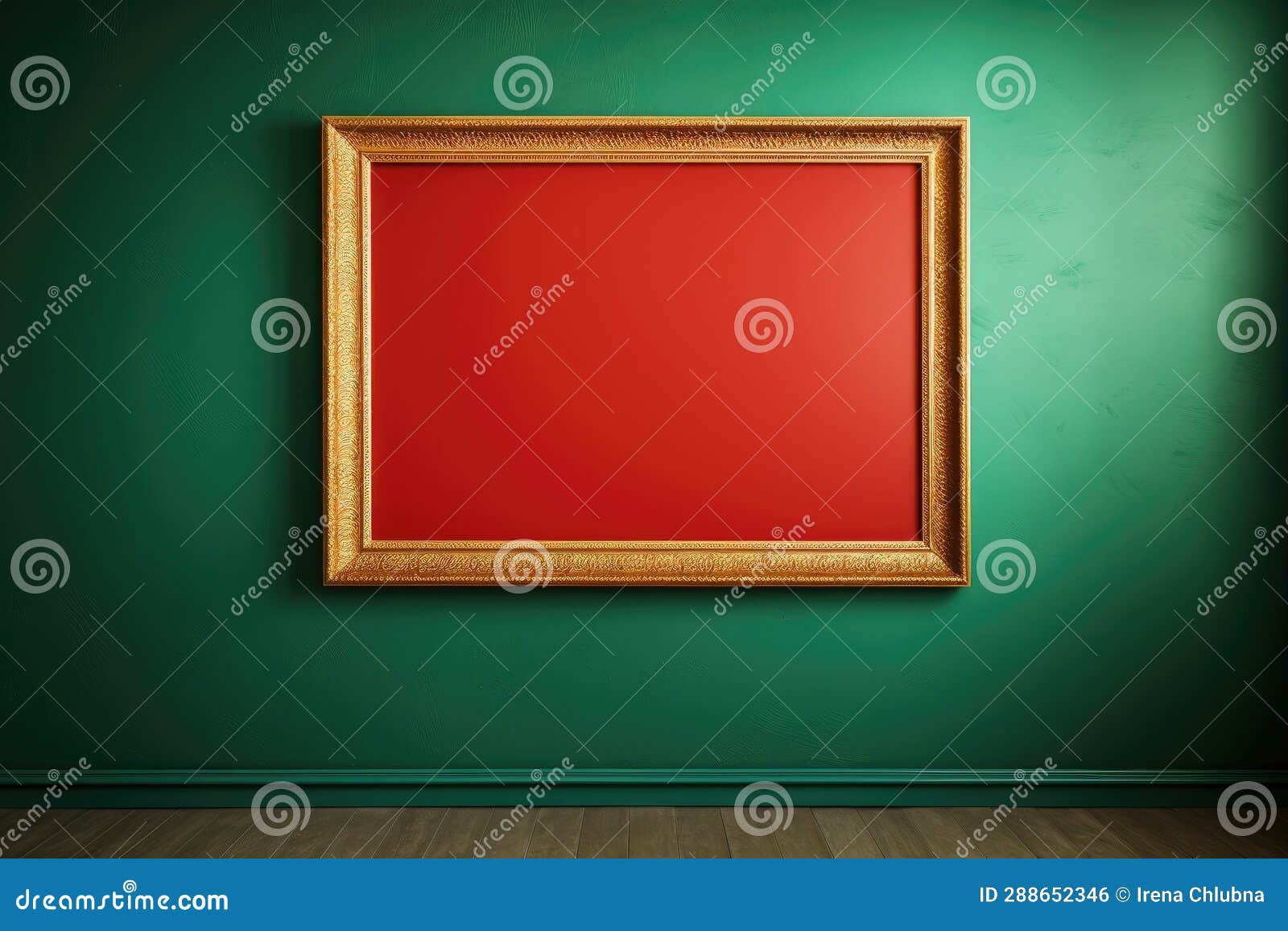 Picture Frame on Green Paint Wall Stock Illustration - Illustration of ...